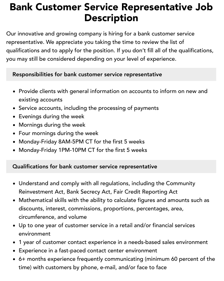 Roles And Responsibilities Of Customer Service Representative