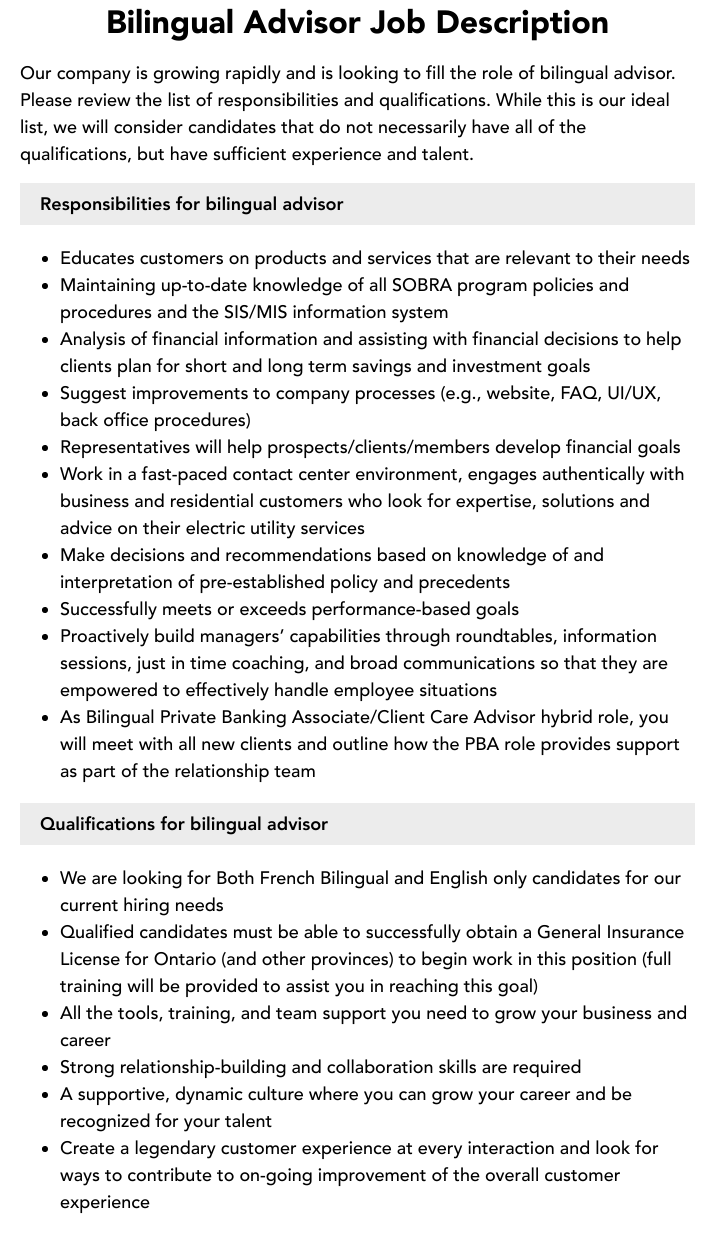 Bilingual Advisor Job Description Velvet Jobs Bilingual Advisor Job Description Velvet Jobs