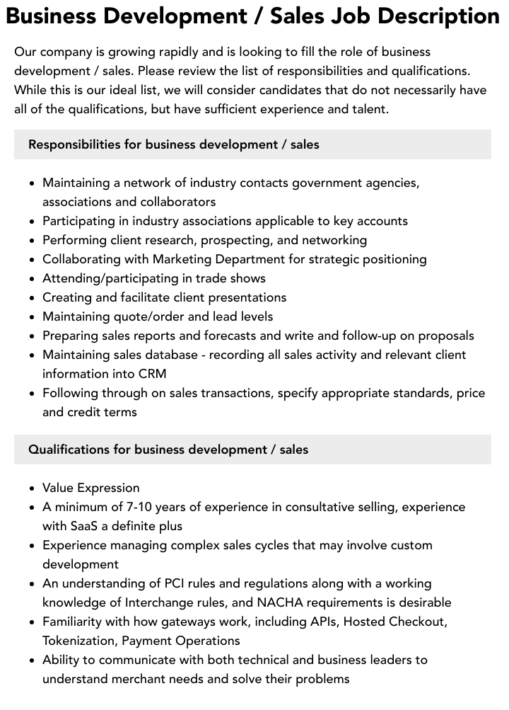 Business Development Sales Job Description Velvet Jobs Business Development Sales Job Description Velvet Jobs