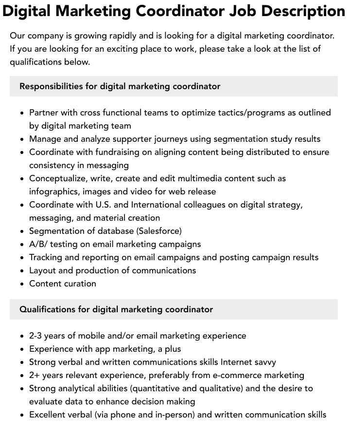 Digital Marketing Coordinator Job Description Velvet Jobs Digital Marketing Coordinator Job Description Velvet Jobs