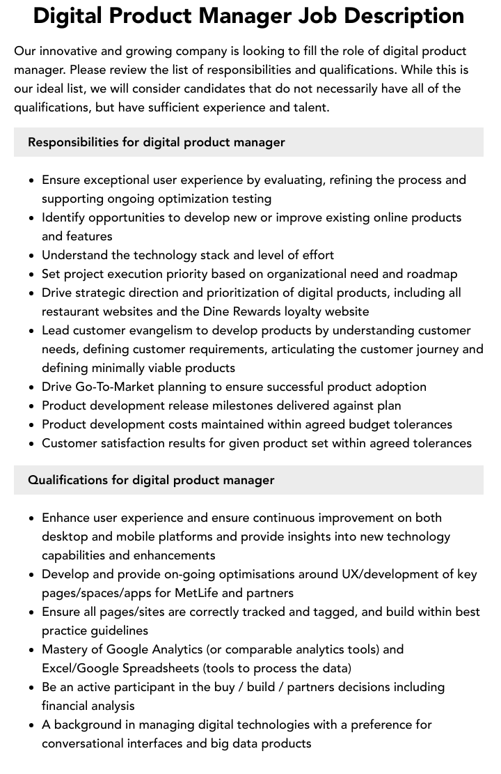 Digital Product Manager Job Description Velvet Jobs Digital Product Manager Job Description Velvet Jobs