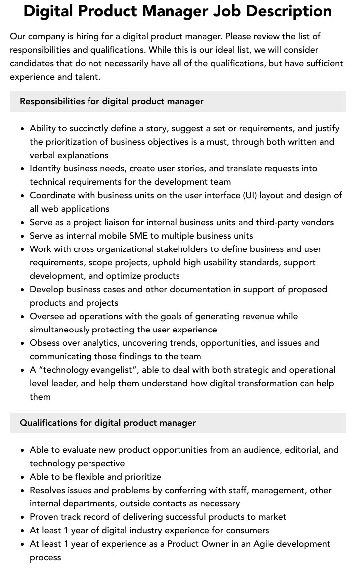 Digital Product Manager Job Description Velvet Jobs Digital Product Manager Job Description Velvet Jobs