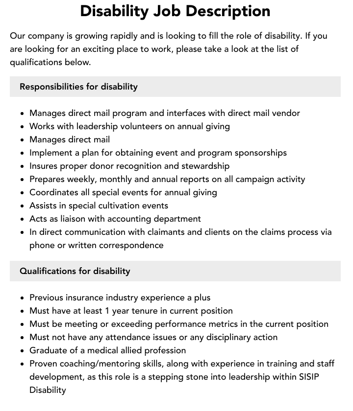 Disability Job Description Velvet Jobs
