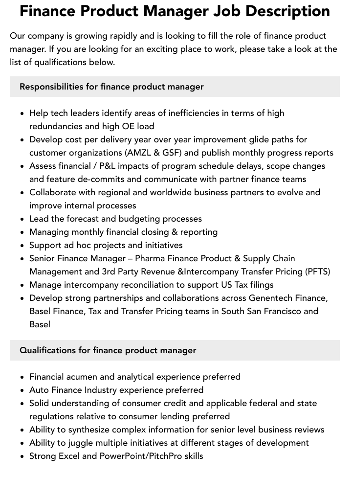 Product Manager Description Conciergexoler