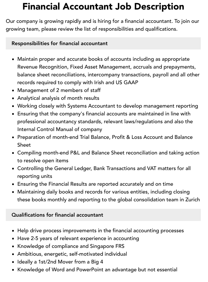 Financial Accountant Job Description Velvet Jobs Financial Accountant Job Description Velvet Jobs