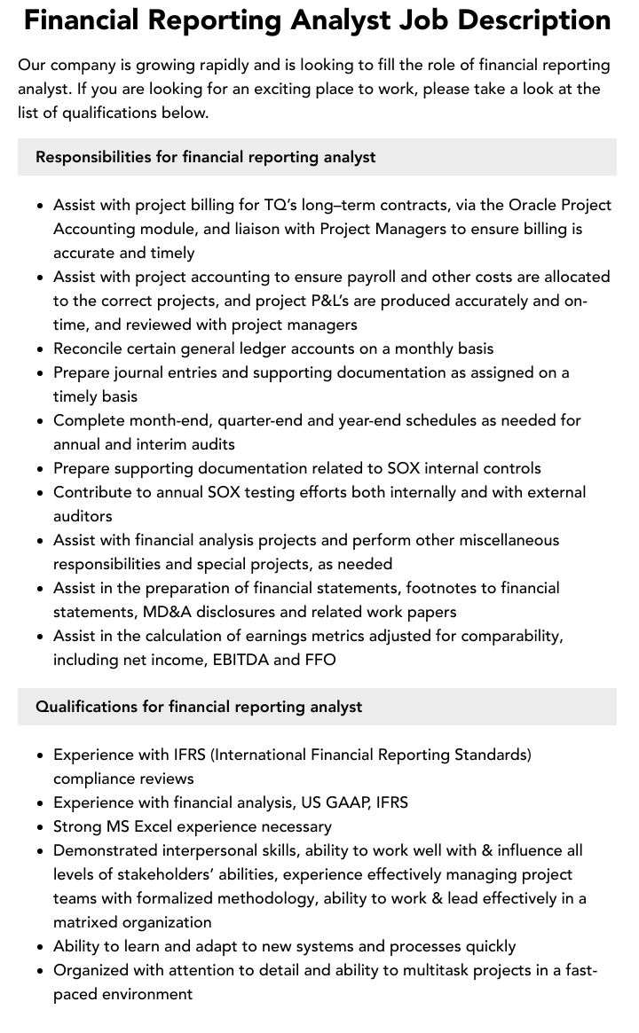 Financial Reporting Analyst Job Description Velvet Jobs Financial Reporting Analyst Job Description Velvet Jobs