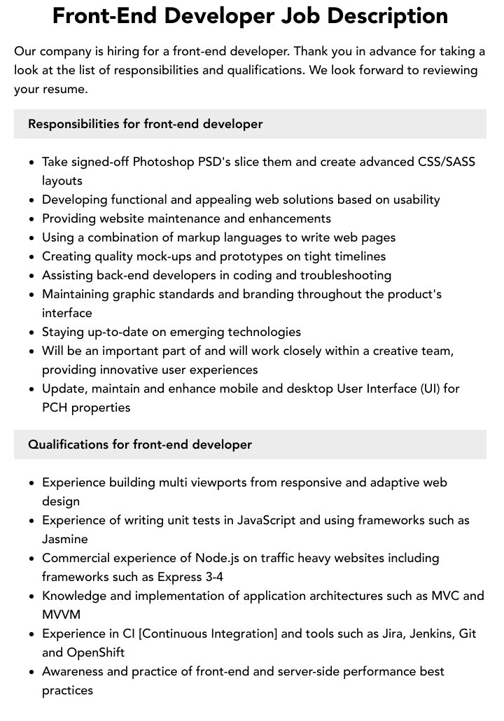 What Are The Roles And Responsibilities Of Front End Developer