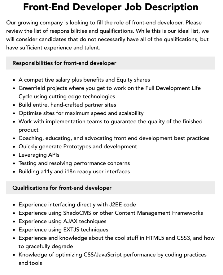 What Are The Roles And Responsibilities Of Front End Developer