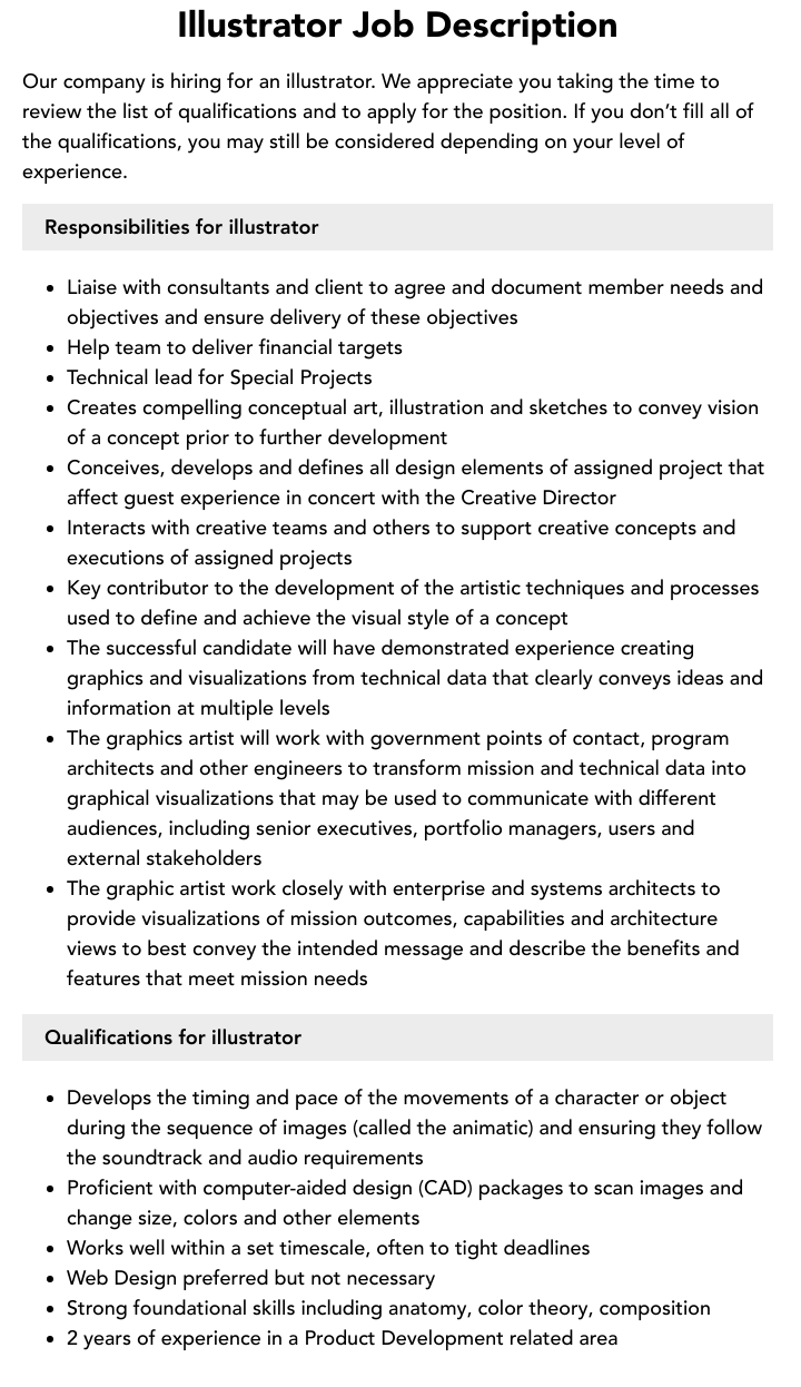 Illustrator Job Description Velvet Jobs