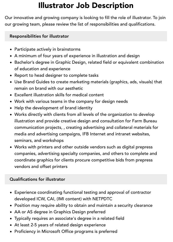 Illustrator Job Description Velvet Jobs