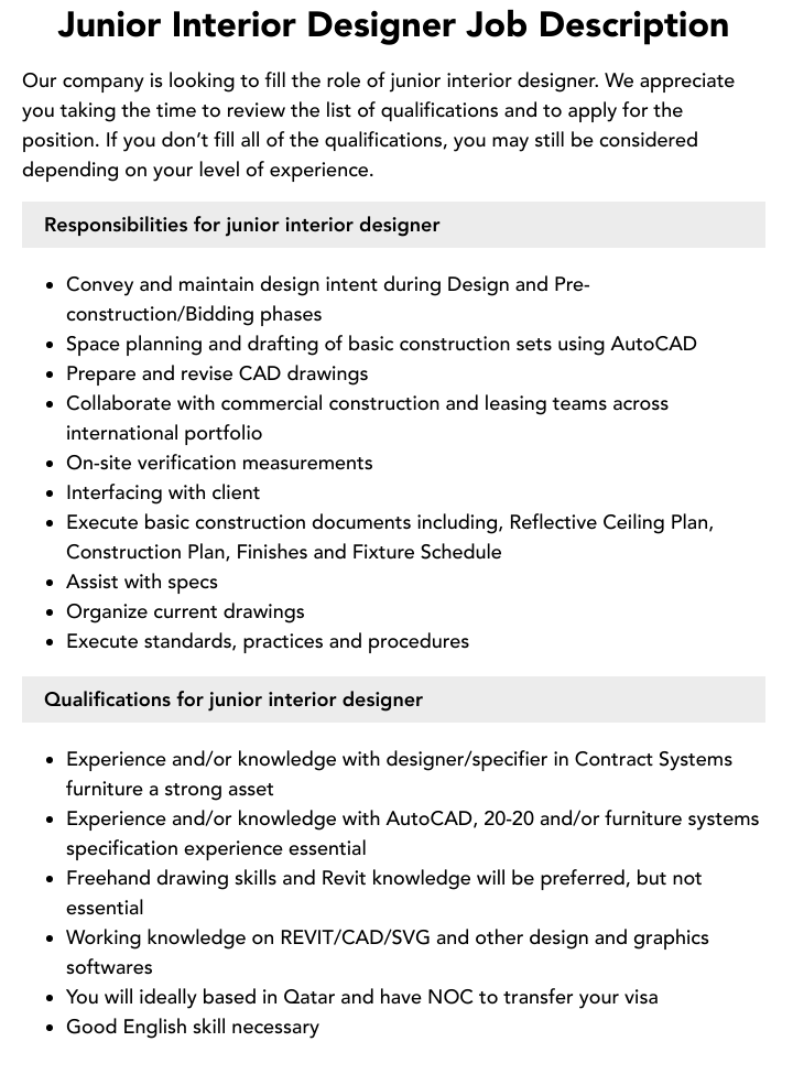 Interior Design Description