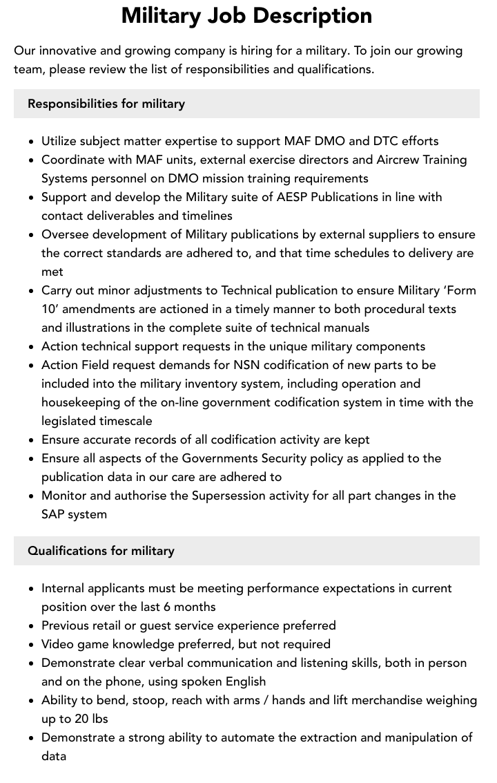 Military Job Description Velvet Jobs Military Job Description Velvet Jobs