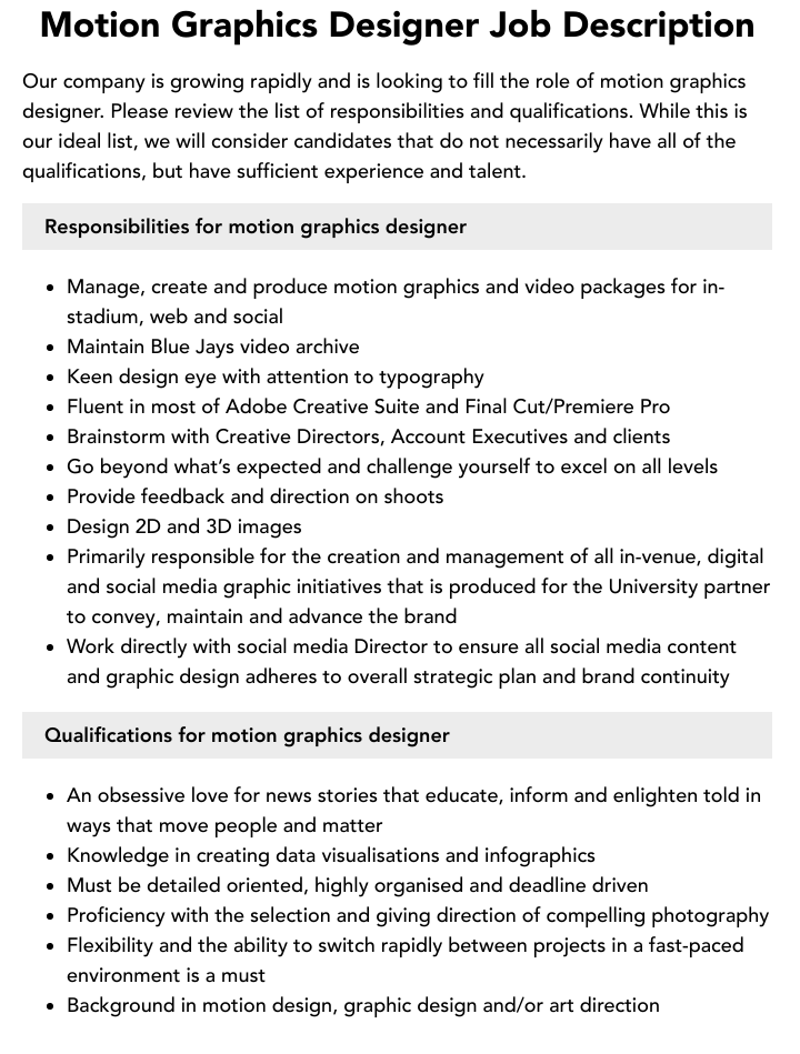Motion Graphics Designer Job Description Velvet Jobs Motion Graphics Designer Job Description Velvet Jobs