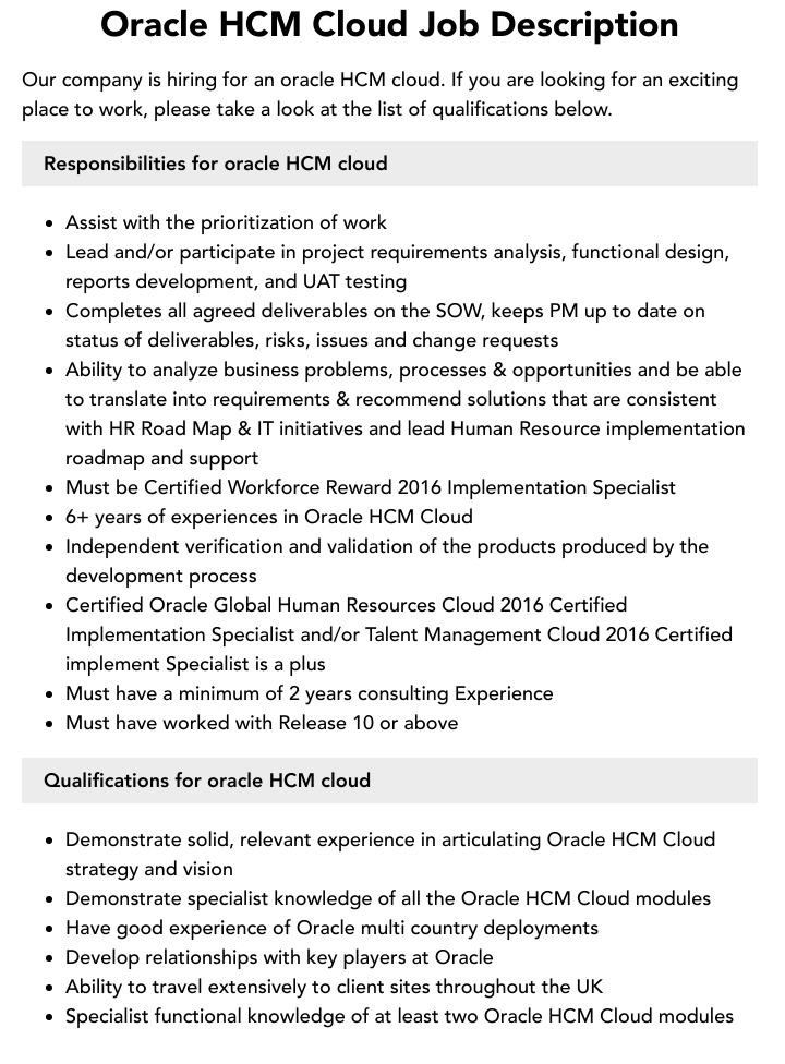 Oracle HCM Cloud Job Description Velvet Jobs
