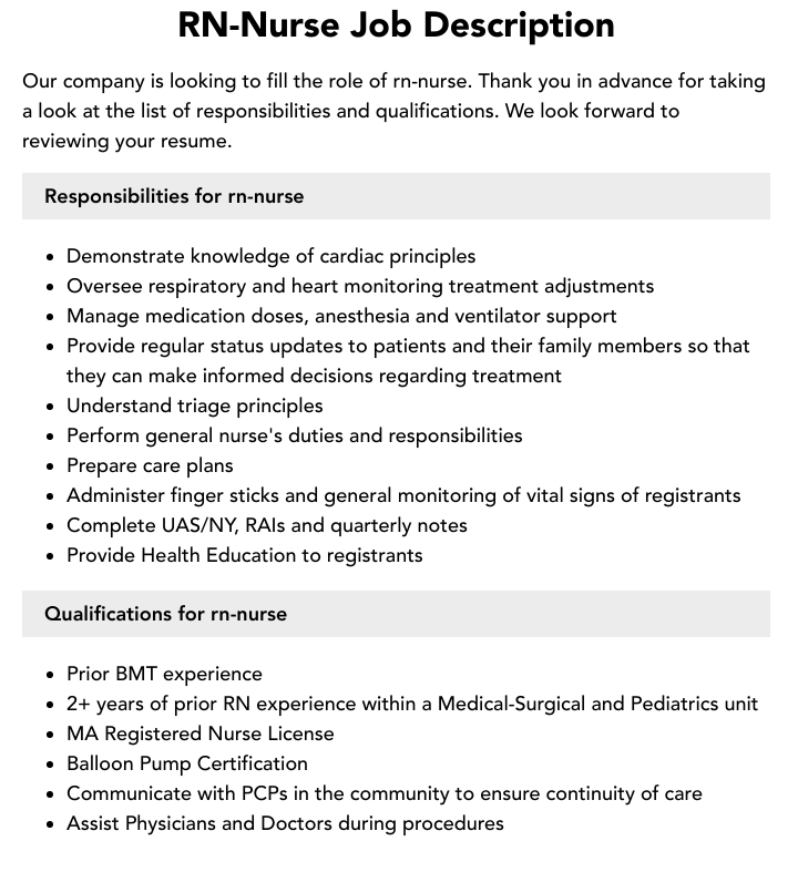 RN Nurse Job Description Velvet Jobs RN Nurse Job Description Velvet Jobs