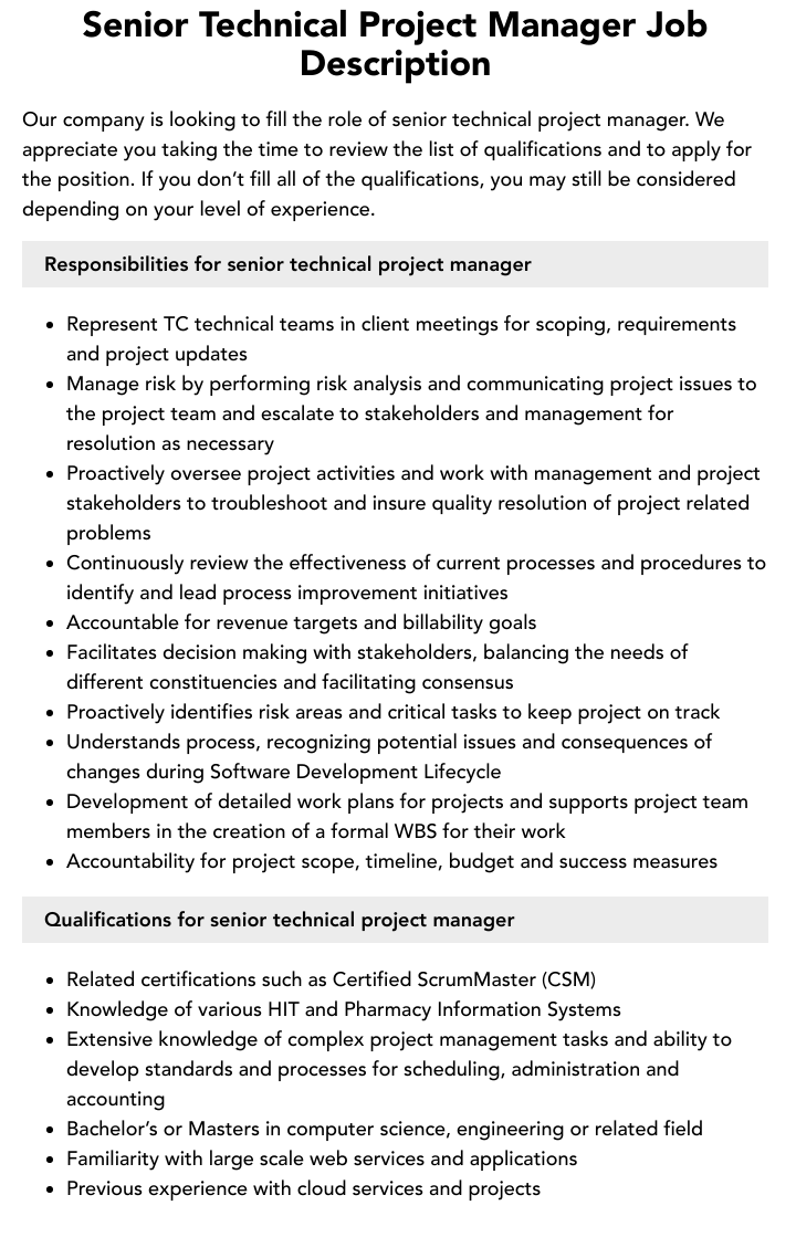 Roles And Responsibilities Of A Technical Project Manager