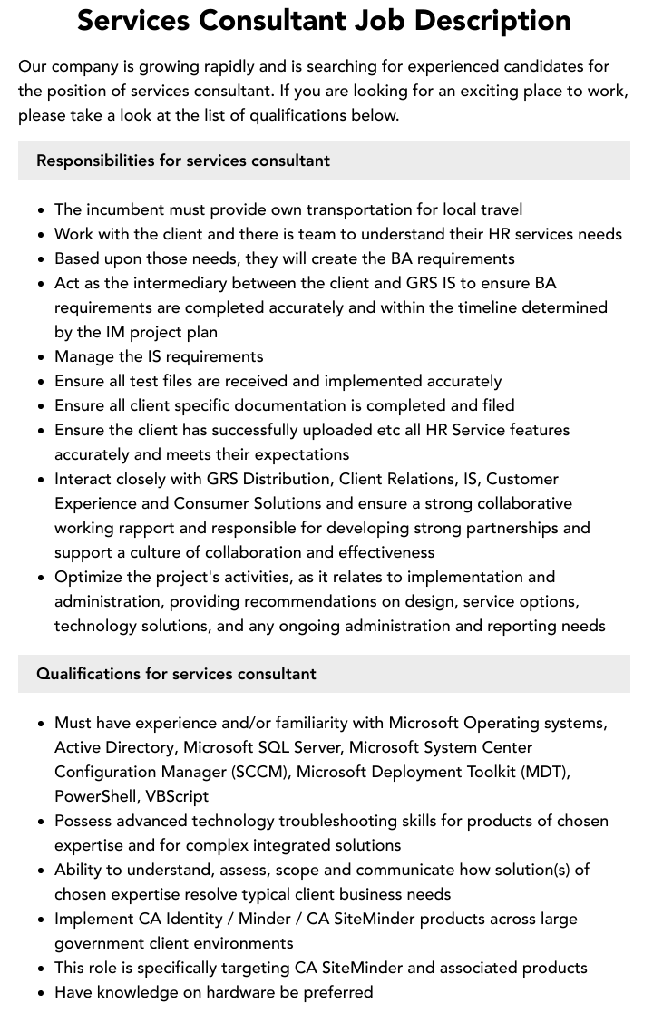 Services Consultant Job Description Velvet Jobs Services Consultant Job Description Velvet Jobs