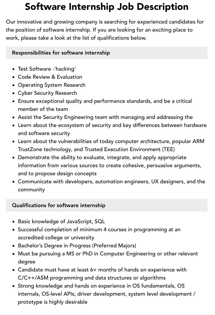Software Internship Job Description Velvet Jobs Software Internship Job Description Velvet Jobs