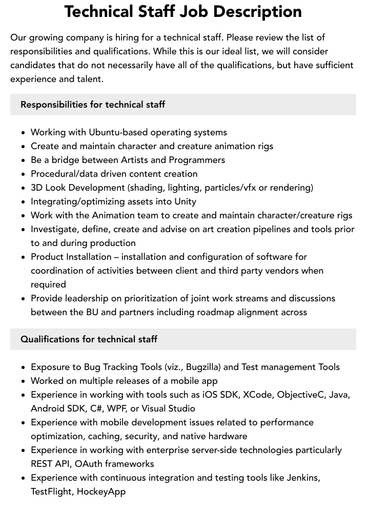 Technical Staff Job Description Velvet Jobs Technical Staff Job Description Velvet Jobs