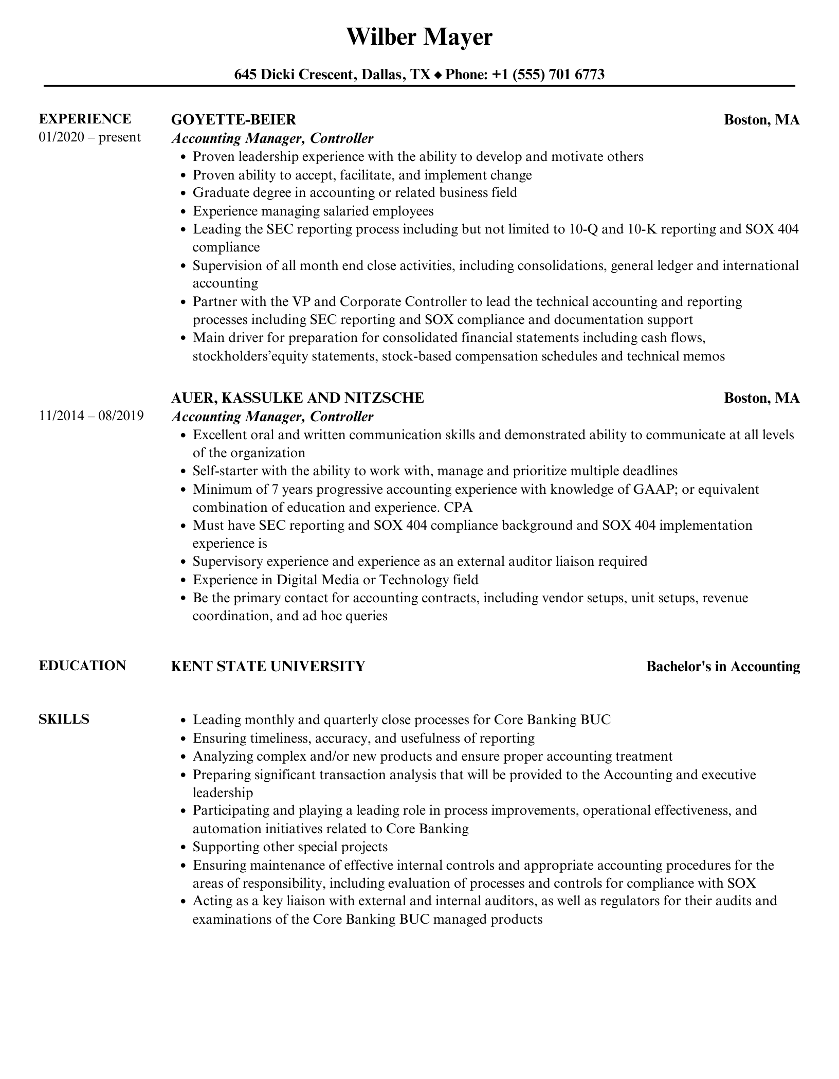 Accounting Manager Controller Resume Samples Velvet Jobs Accounting Manager Controller Resume Samples Velvet Jobs