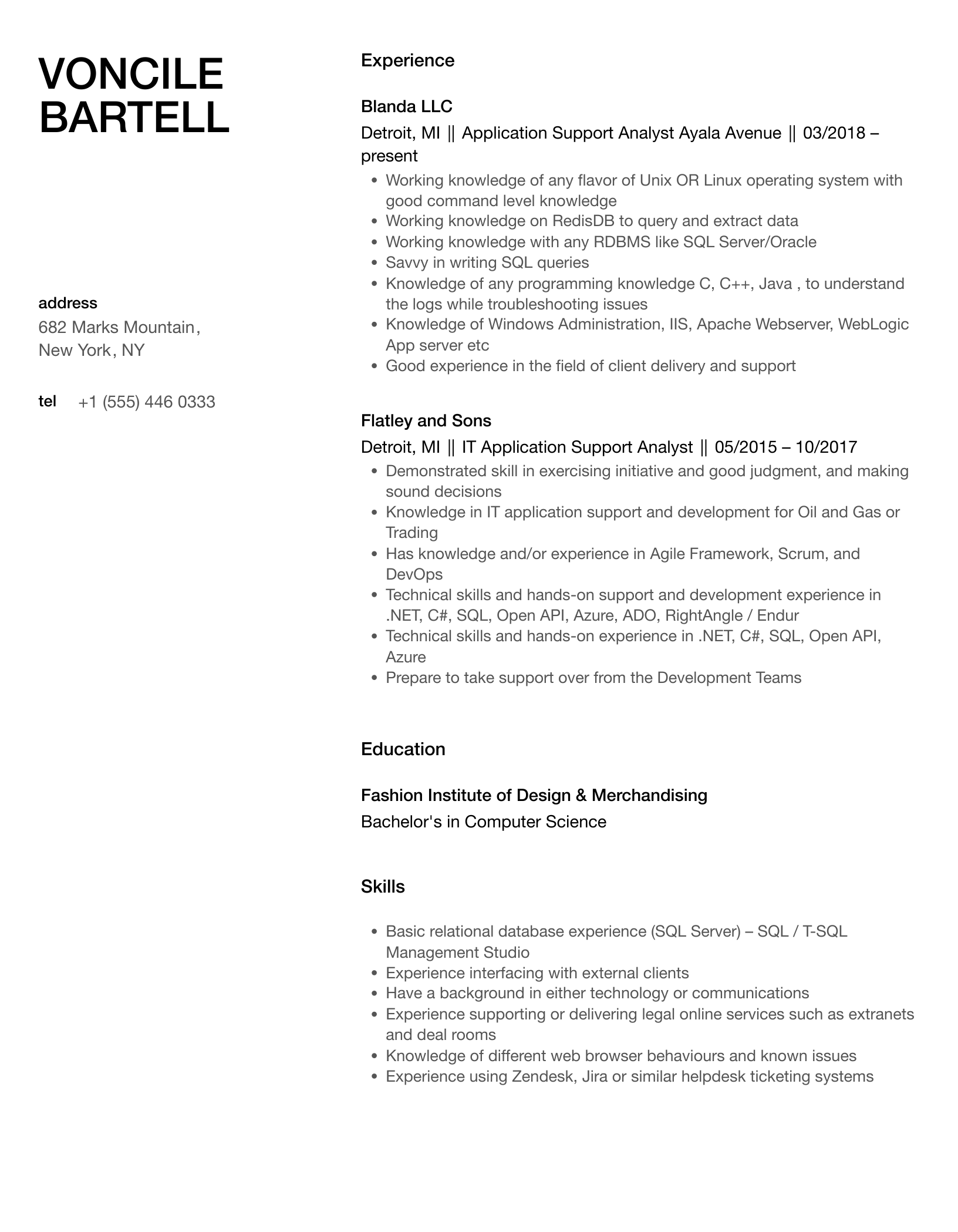 Application Support Analyst Resume Samples Velvet Jobs