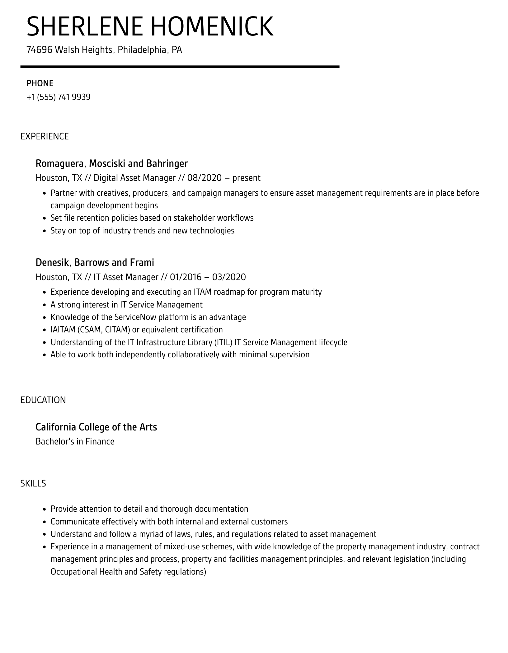 Asset Manager Resume Samples Velvet Jobs
