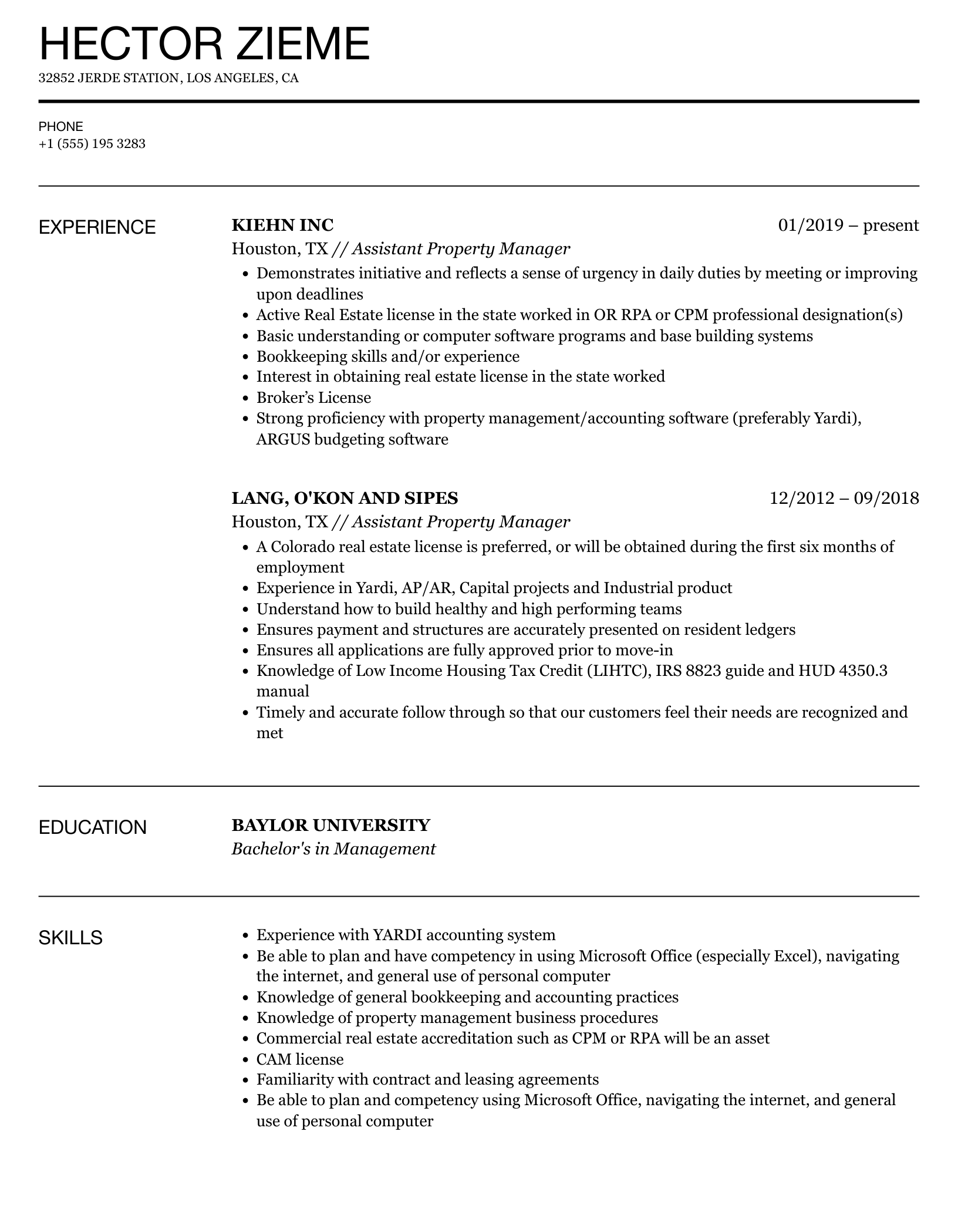 Assistant Property Manager Resumes EugeneDunham Blog
