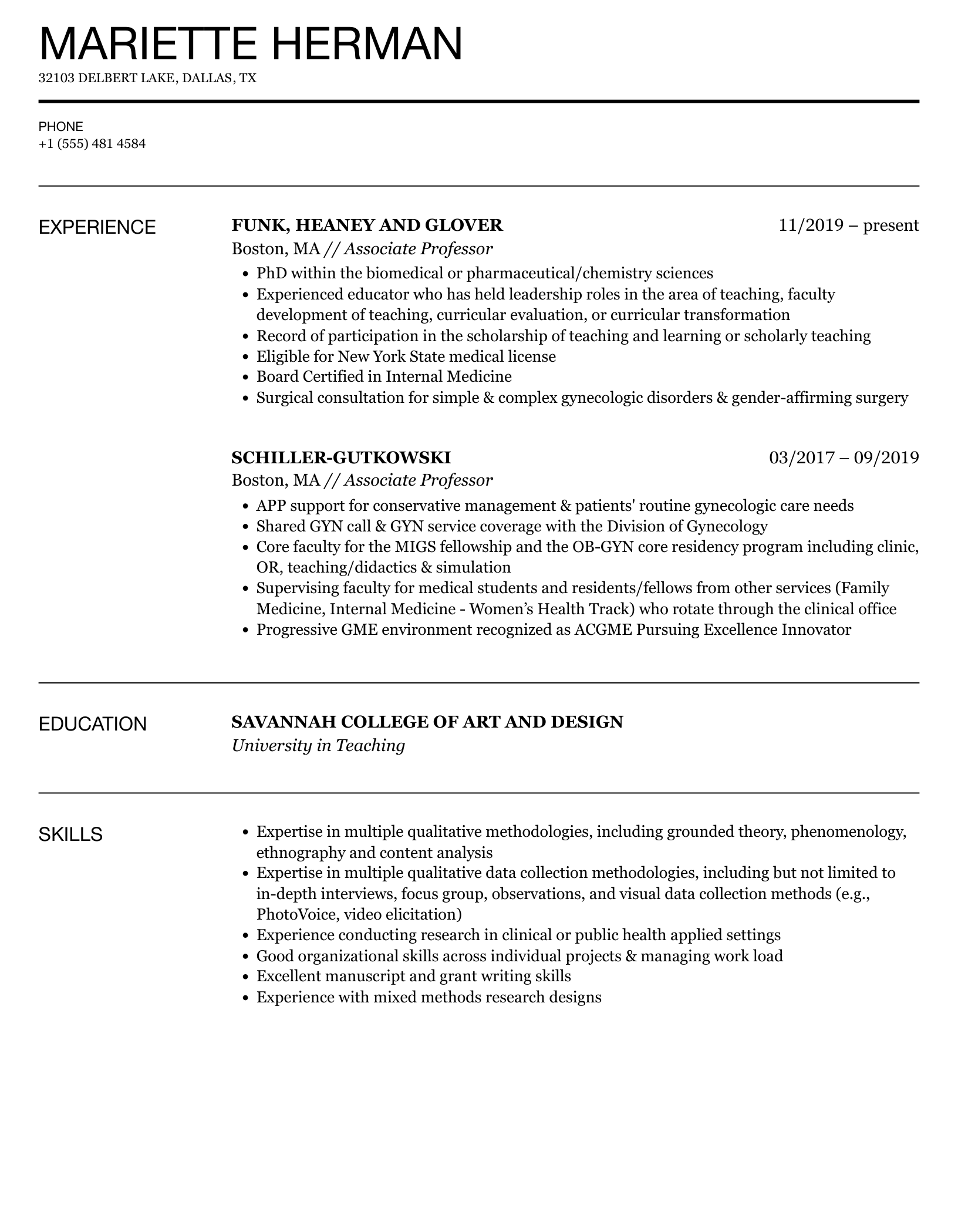 Associate Professor Resume Samples Velvet Jobs