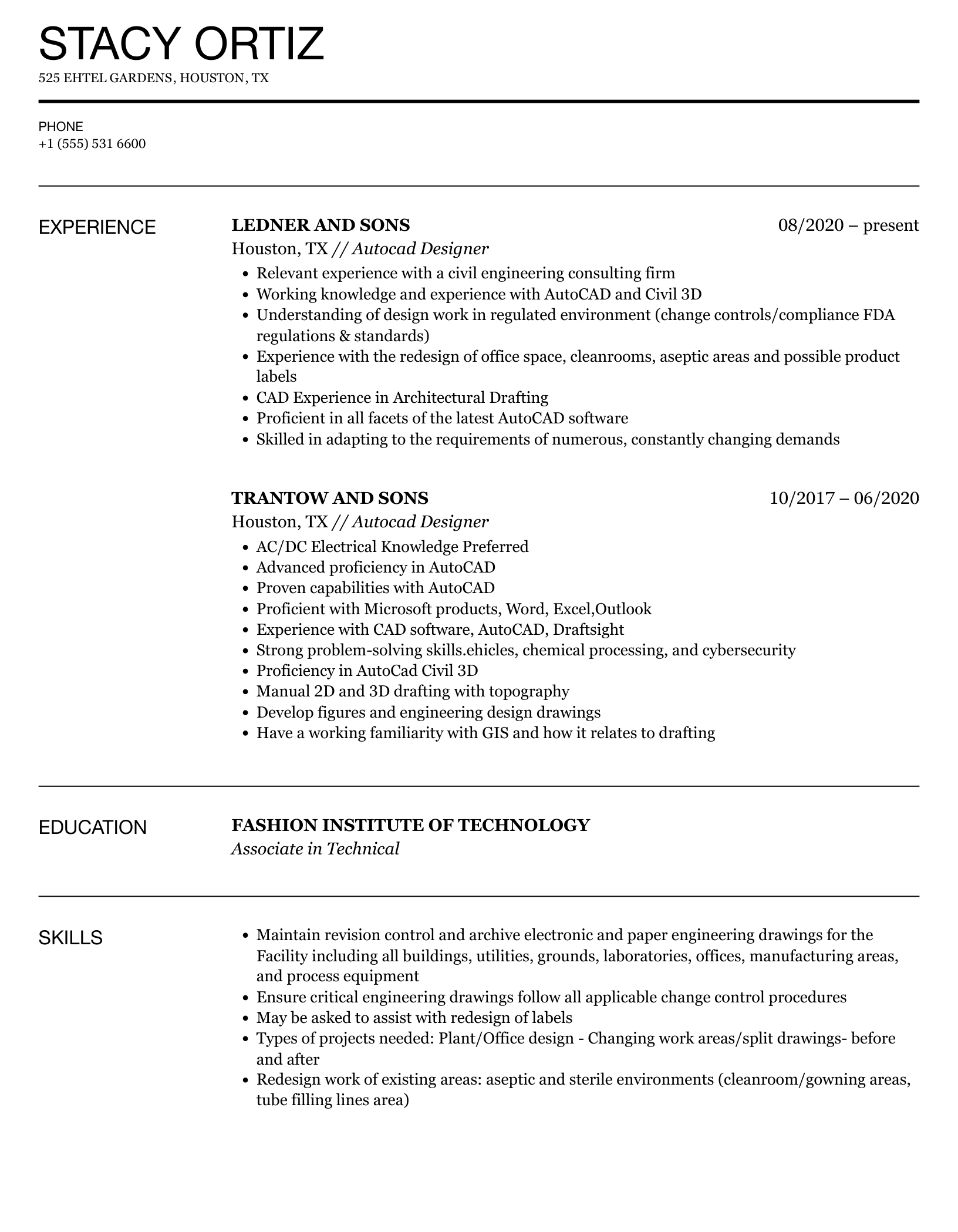 Traurigkeit Tropfen Horizont Mechanical Autocad Resume Sample 