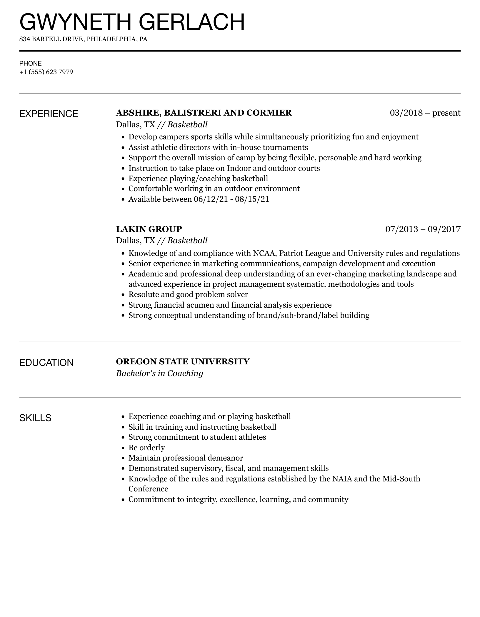 Basketball Coaching Resume Photos