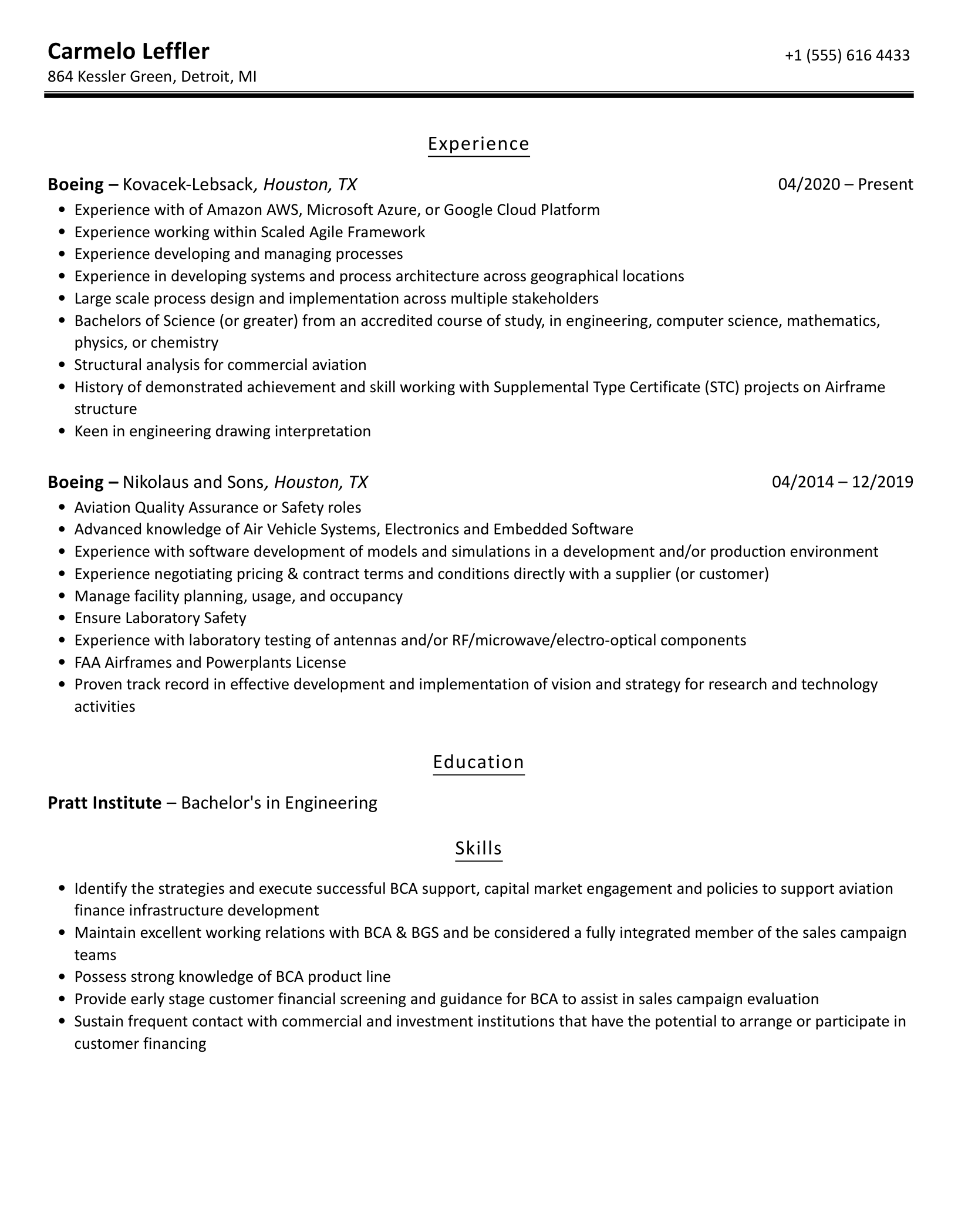 Boeing Resume Samples Velvet Jobs
