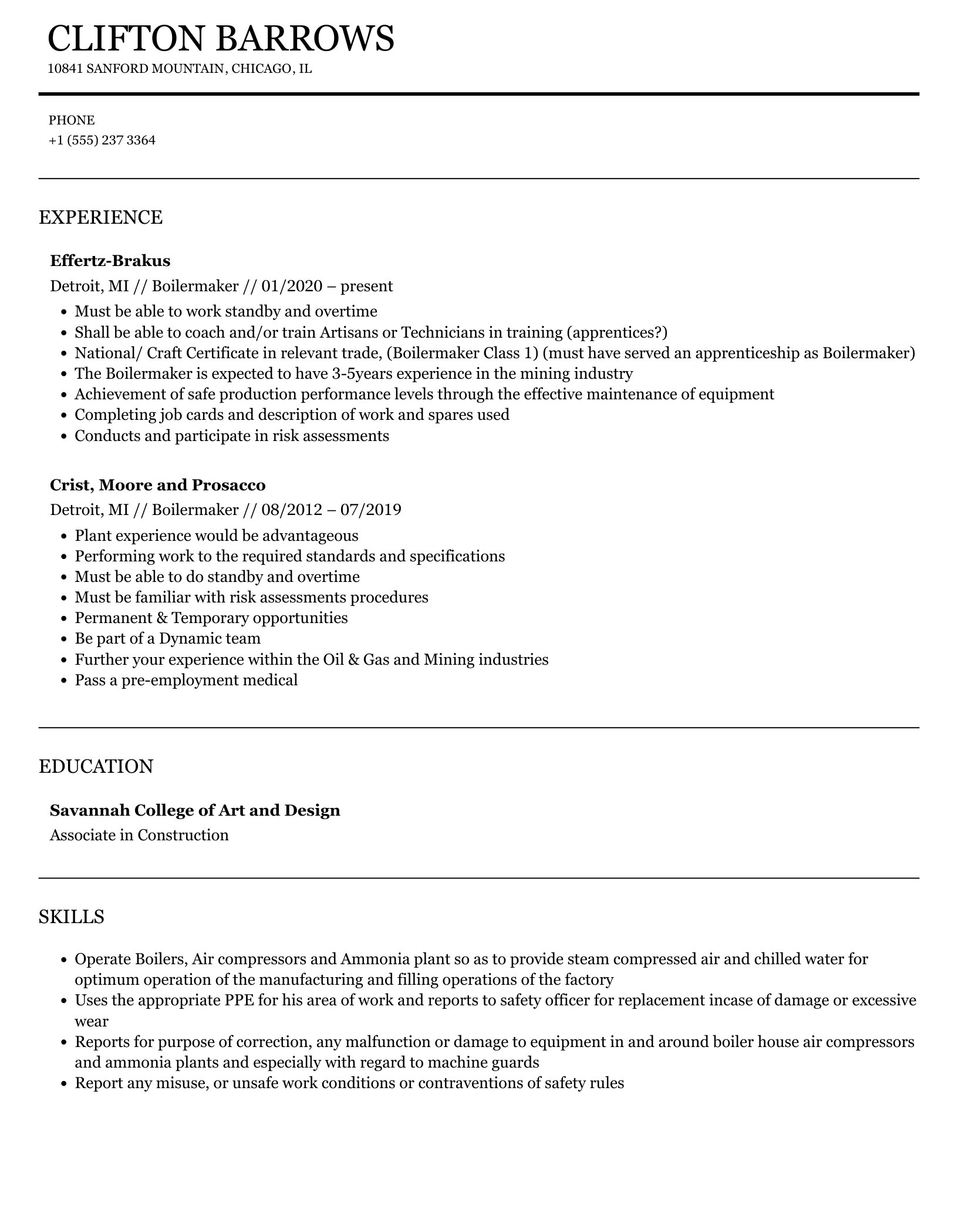 Boilermaker Resume Samples Velvet Jobs