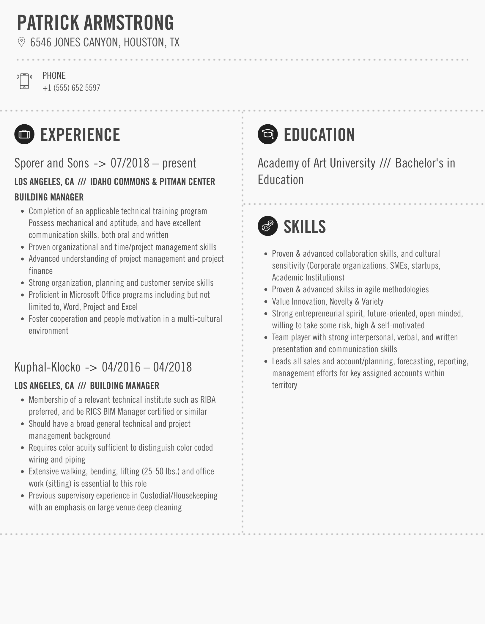 Building Manager Resume Samples Velvet Jobs