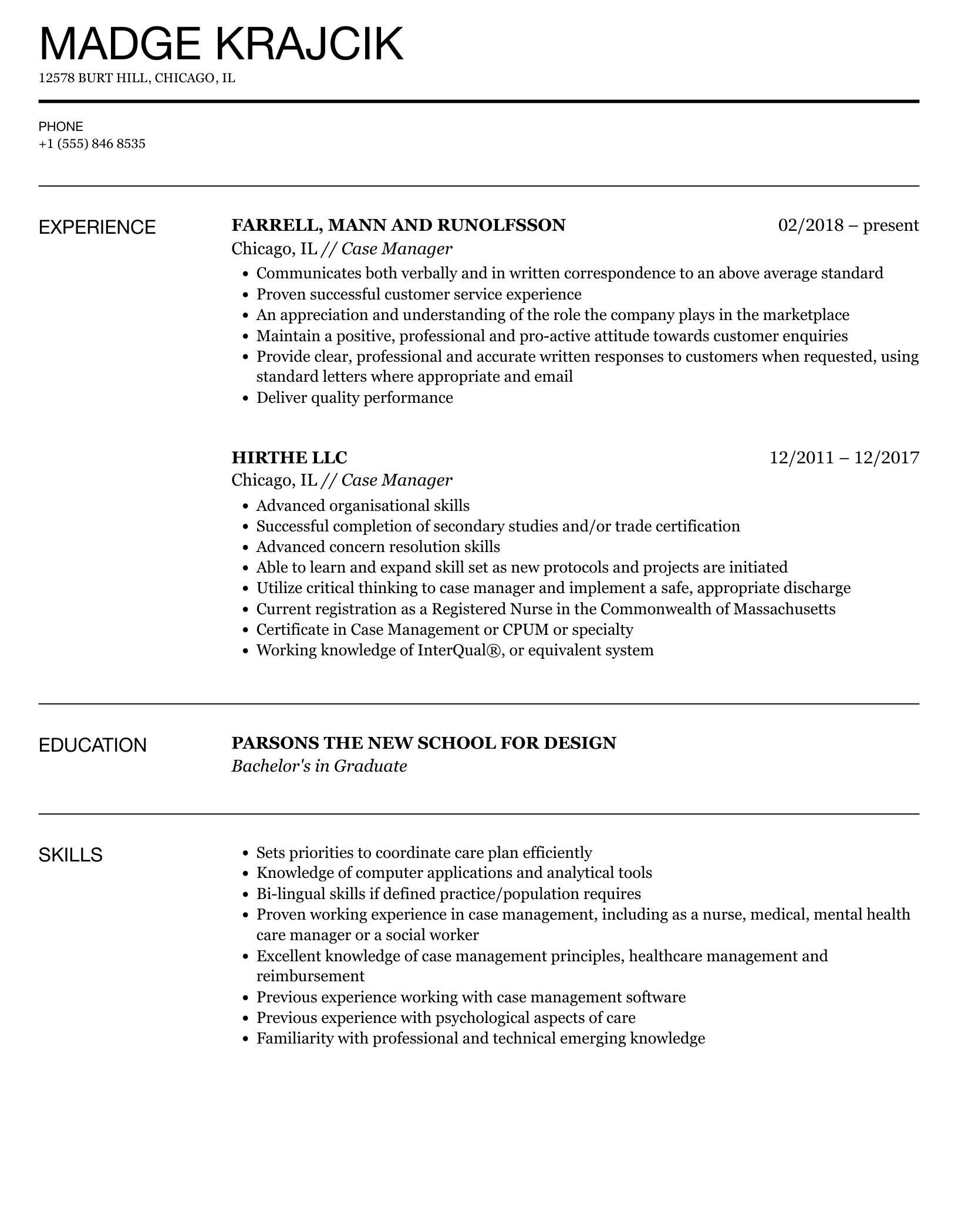 Case Manager Resume Samples Velvet Jobs