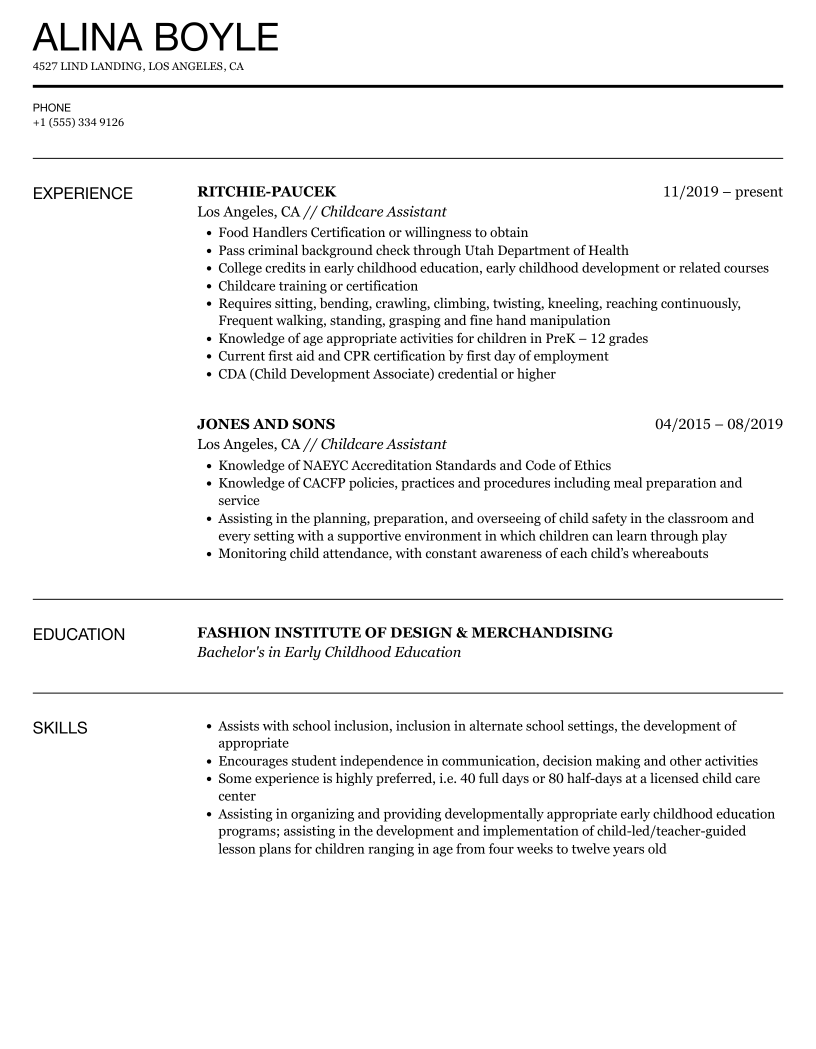 Childcare Assistant Resume Samples Velvet Jobs