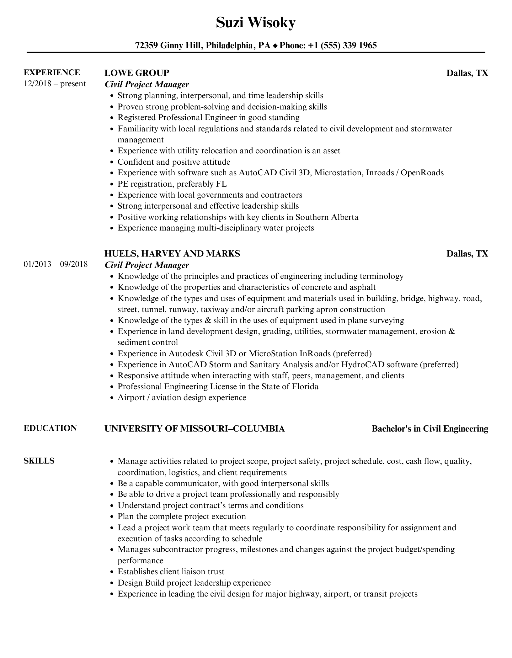 Civil Project Manager Resume Samples Velvet Jobs Civil Project Manager Resume Samples Velvet Jobs
