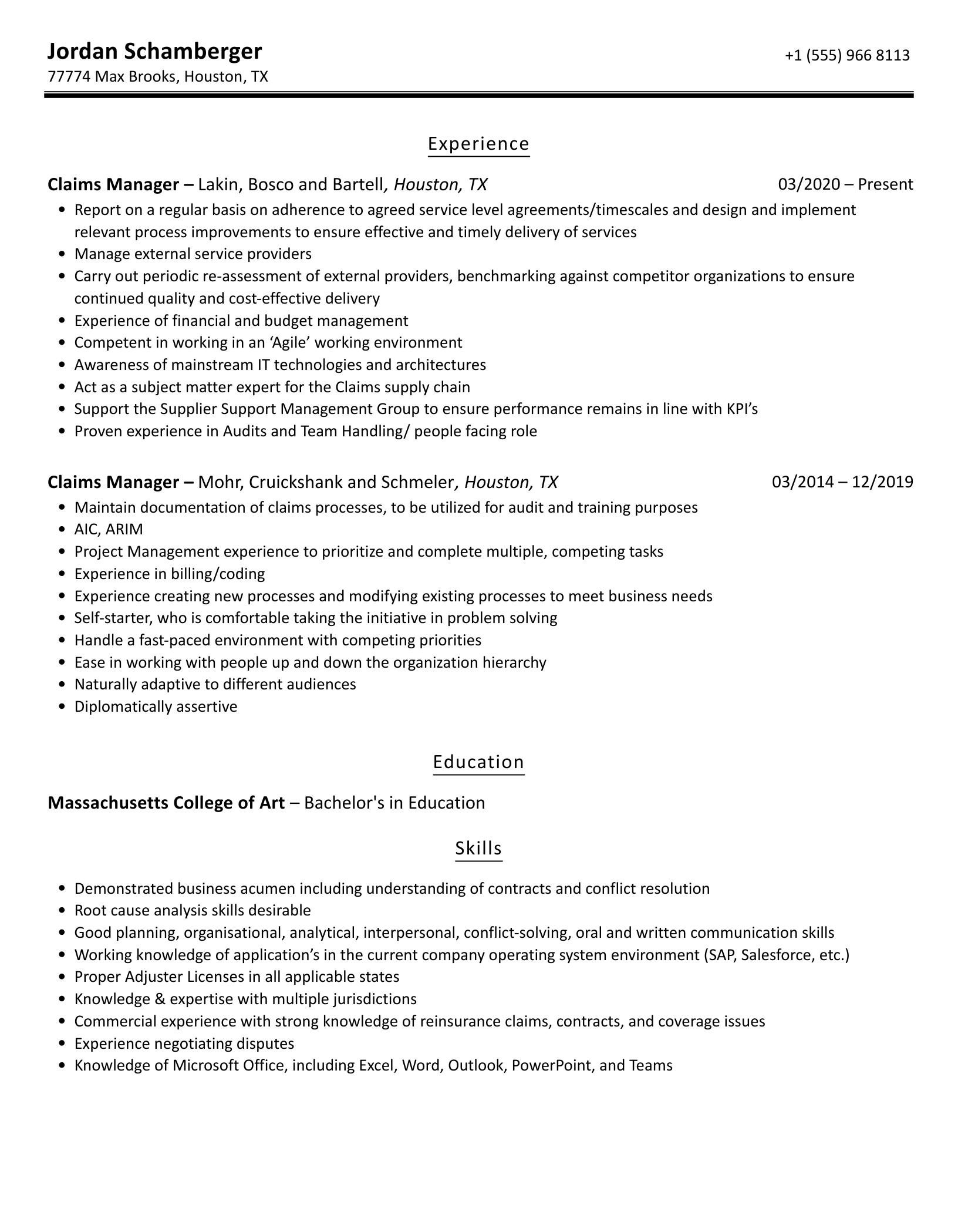 Claims Manager Resume Samples Velvet Jobs