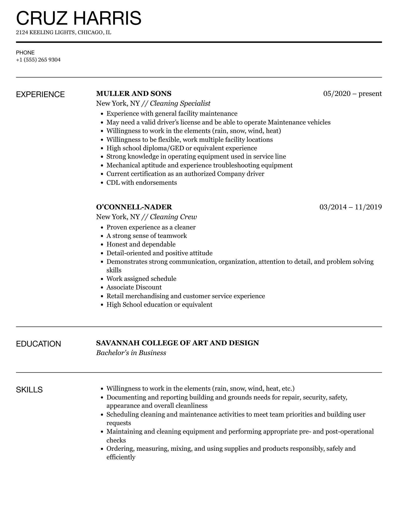 Resumes For Cleaning Services