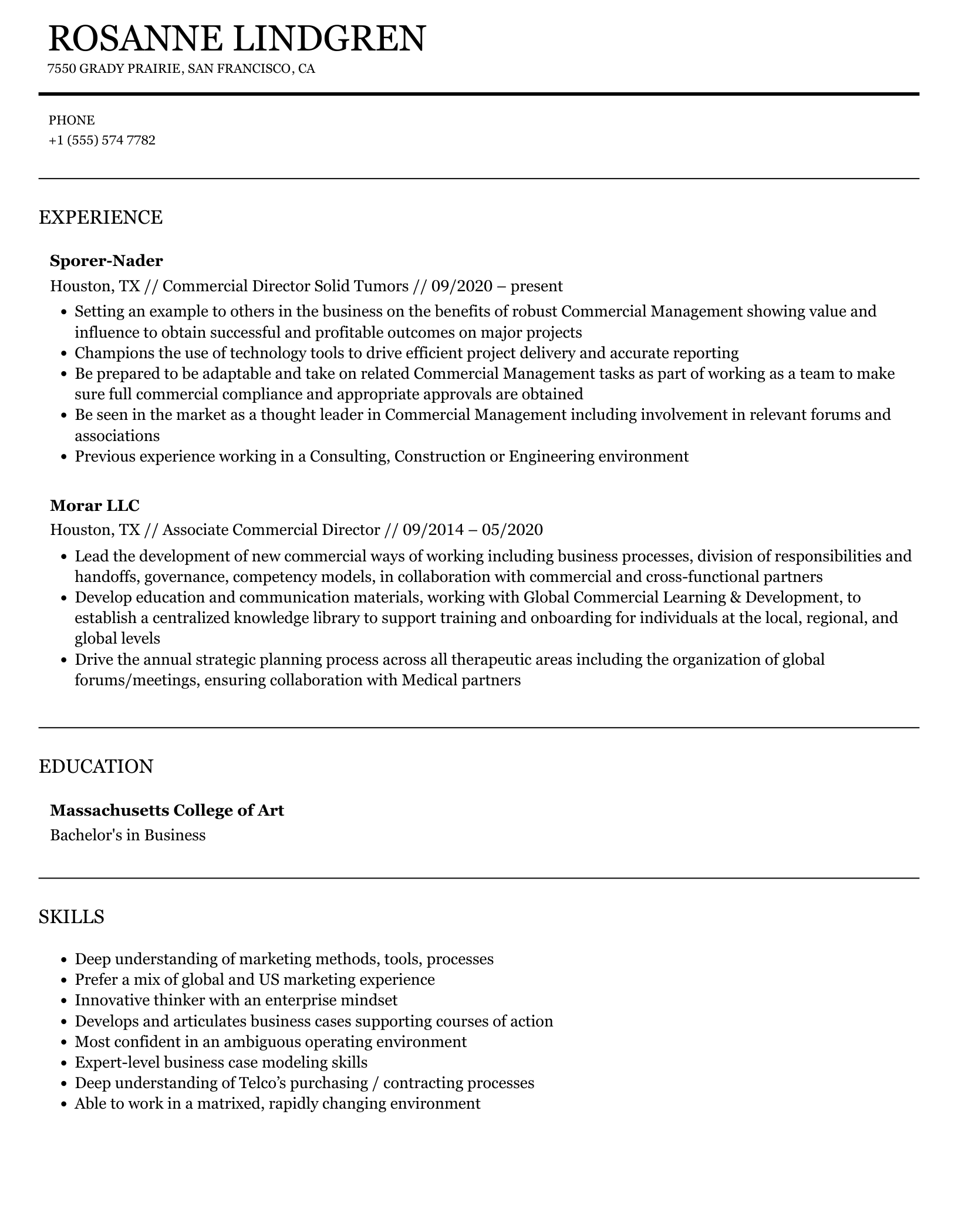 Commercial Director Resume Samples Velvet Jobs