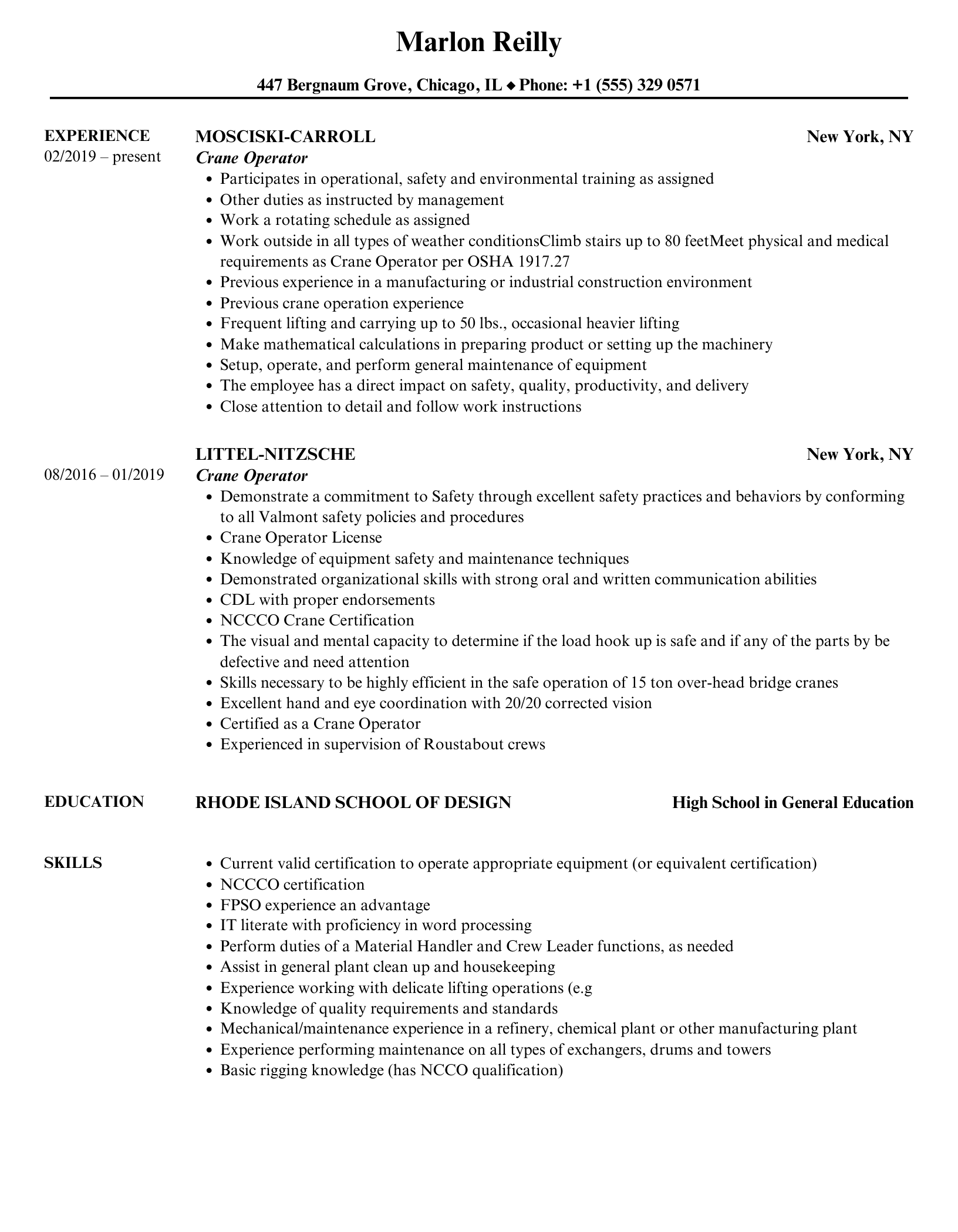 Crane Operator Resume Samples Velvet Jobs Crane Operator Resume Samples Velvet Jobs