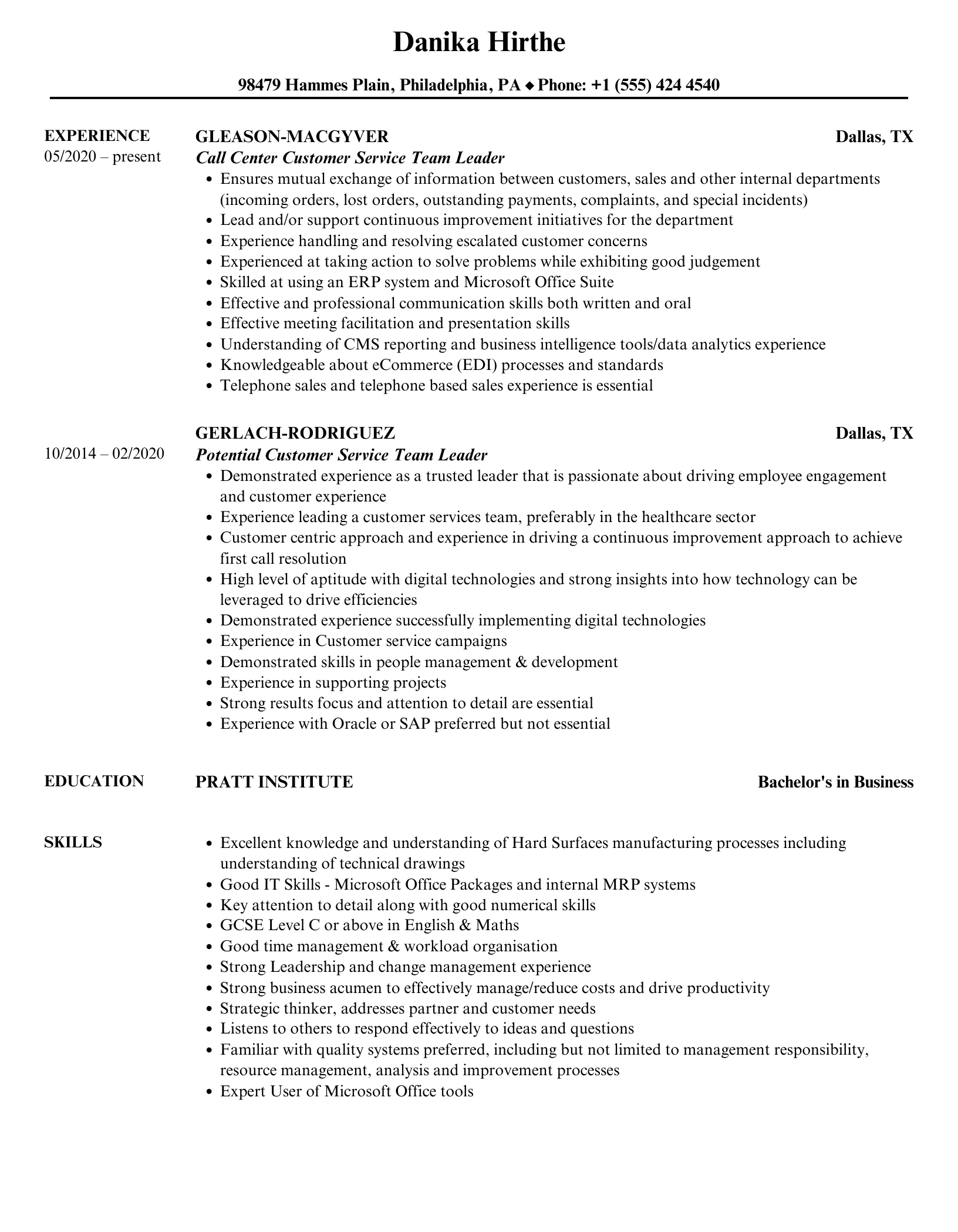 Customer Service Team Leader Resume Samples Velvet Jobs
