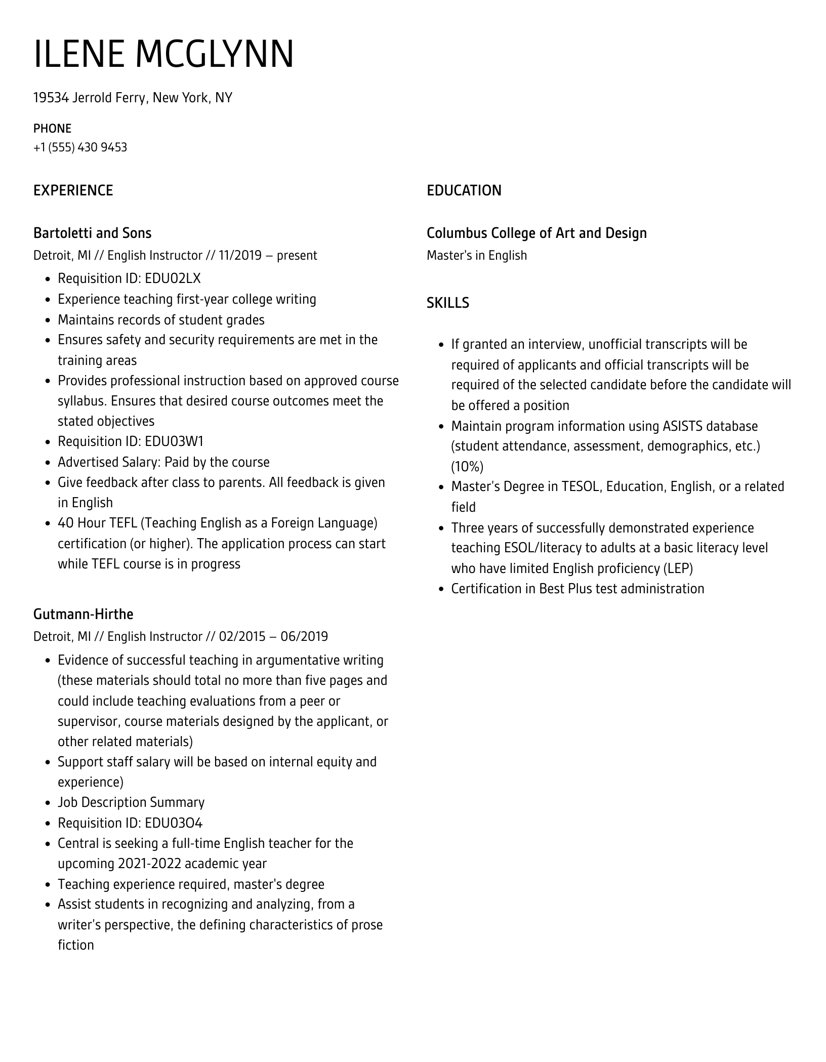 English Instructor Resume Samples Velvet Jobs English Instructor Resume Samples Velvet Jobs
