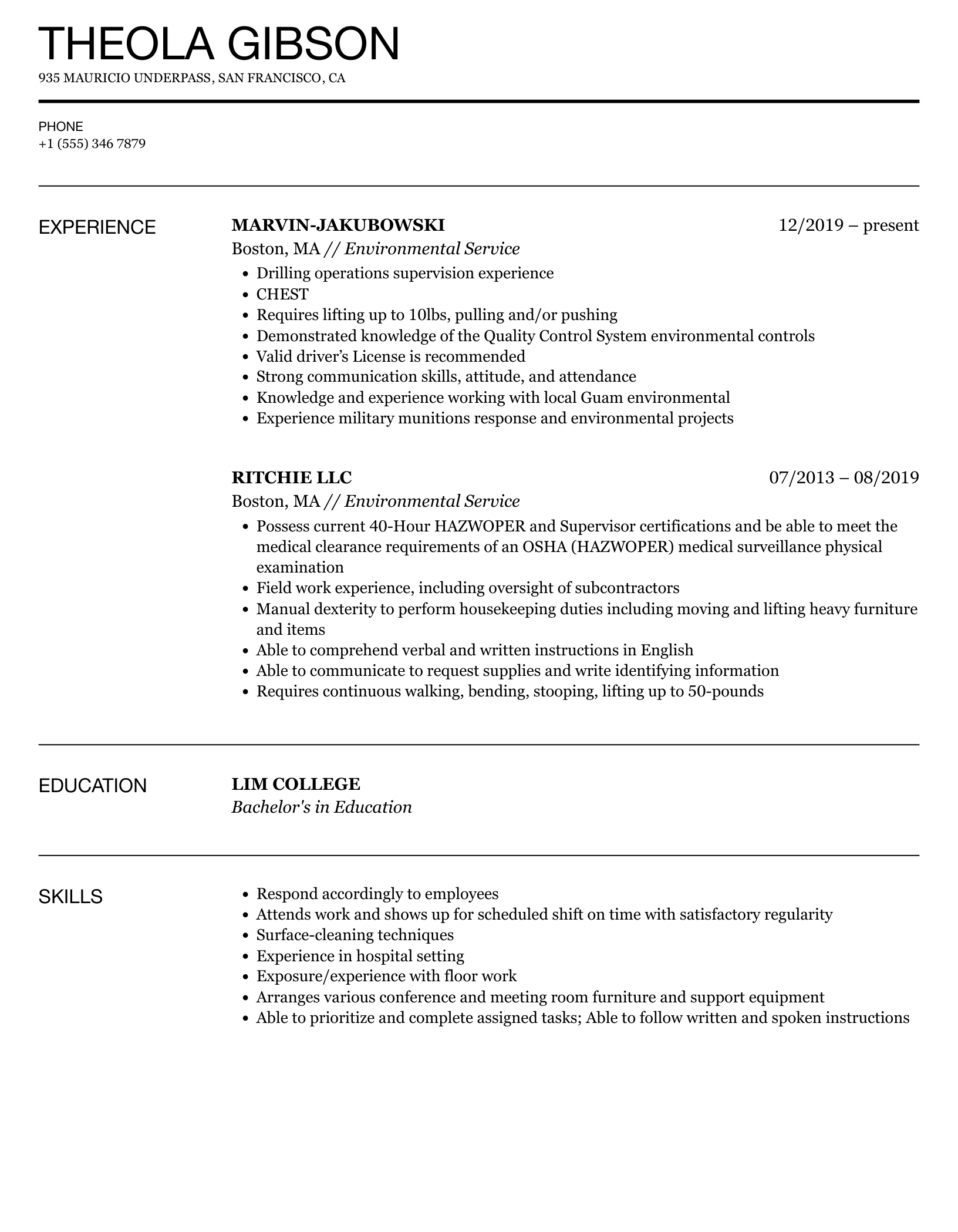 Environmental Services Resume Designinnova Blog