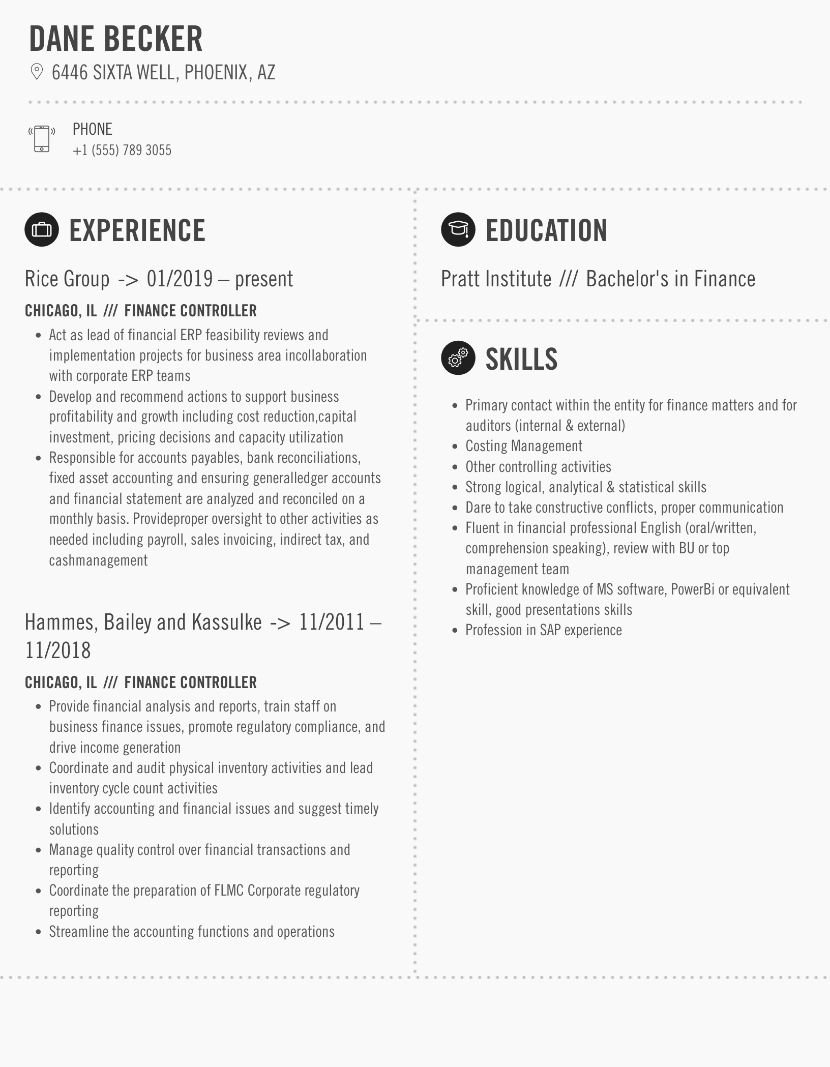 Finance Controller Resume Samples Velvet Jobs