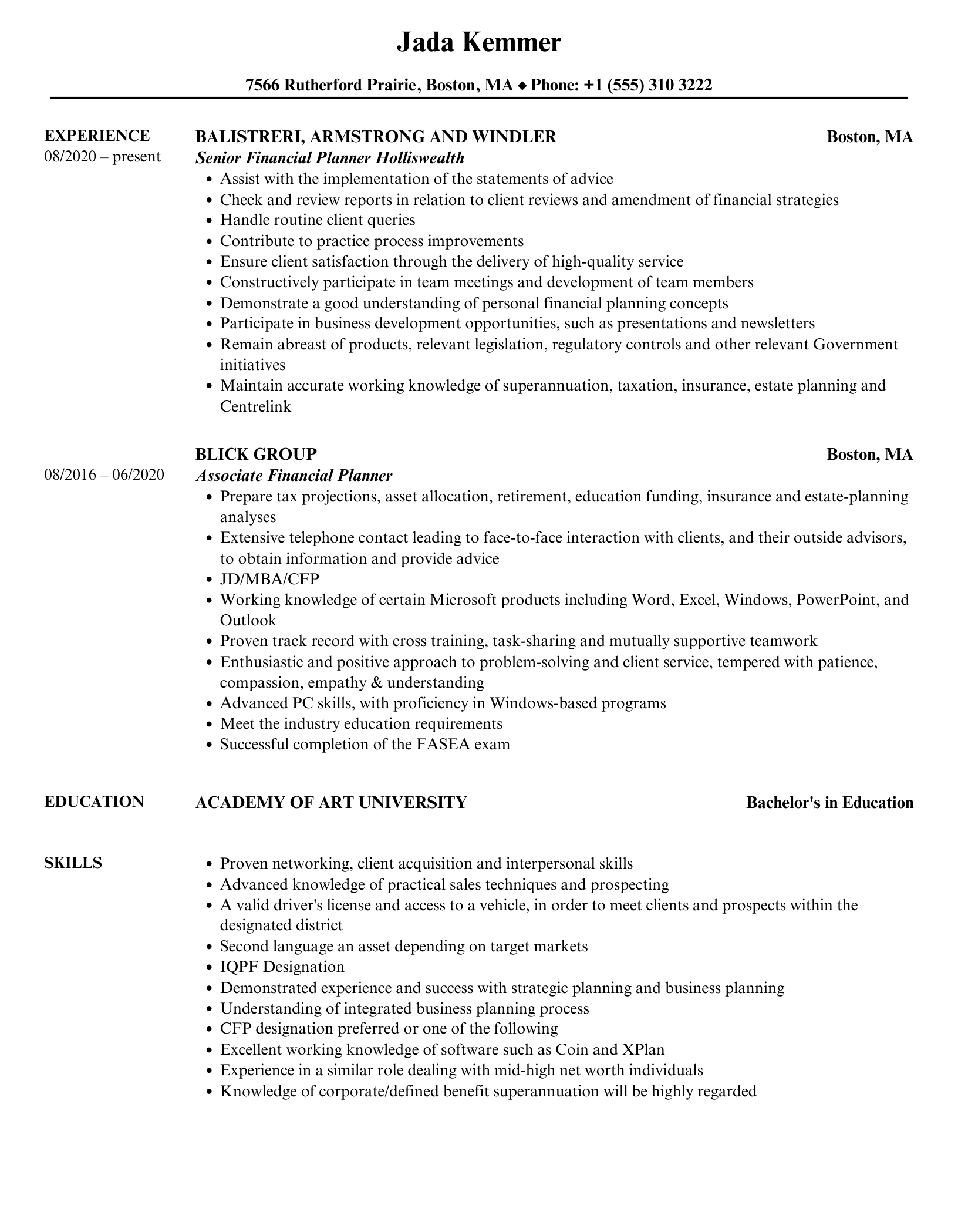 Financial Planner Resume Samples Velvet Jobs Financial Planner Resume Samples Velvet Jobs
