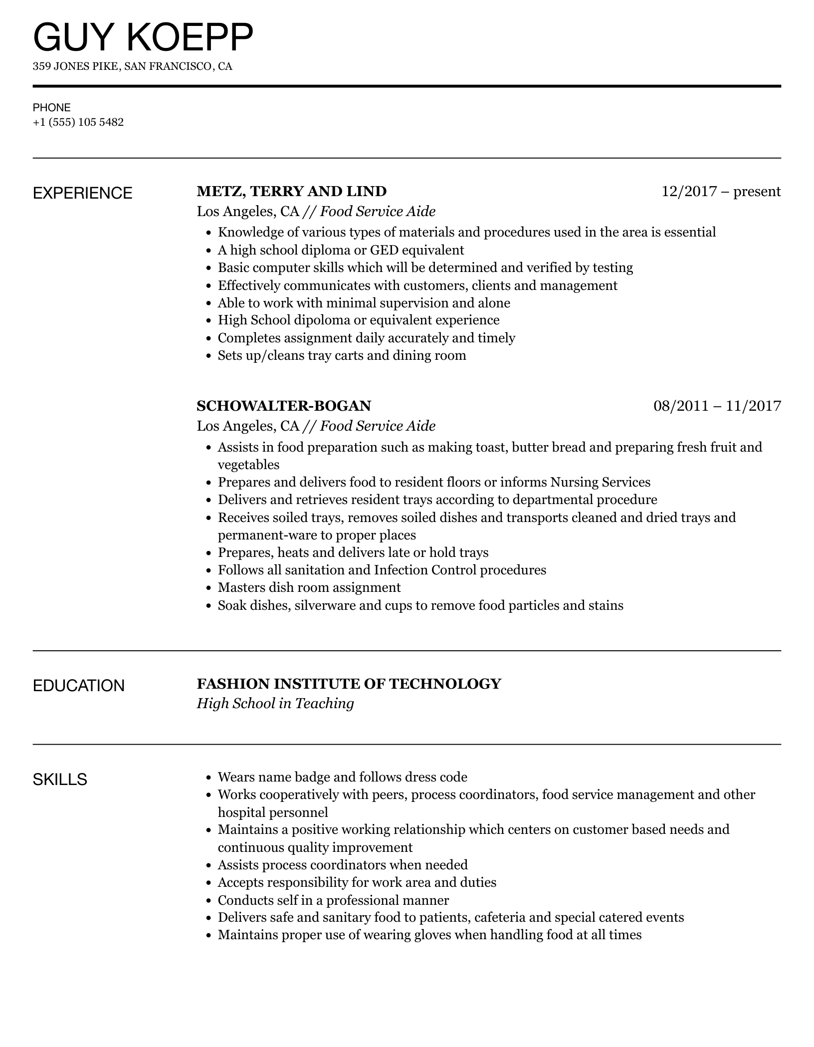 Food Service Aide Resume Samples Velvet Jobs Food Service Aide Resume Samples Velvet Jobs
