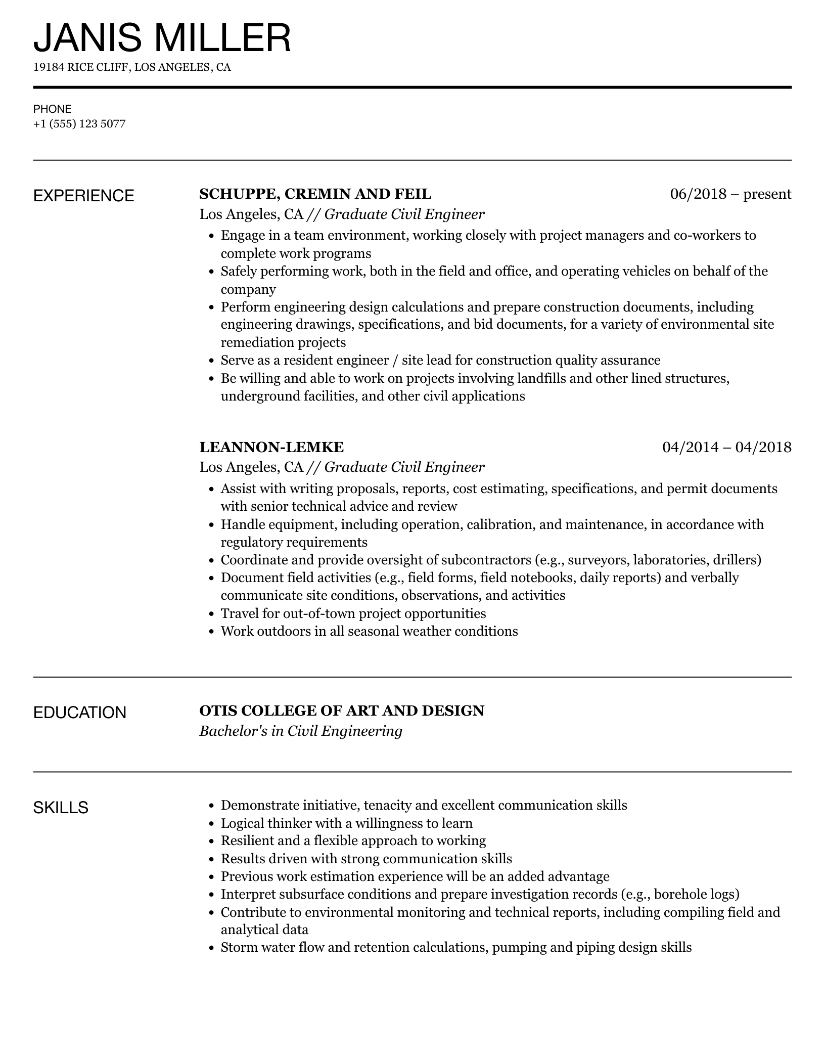 Civil Engineering Resume Objective KylieSpearman Blog