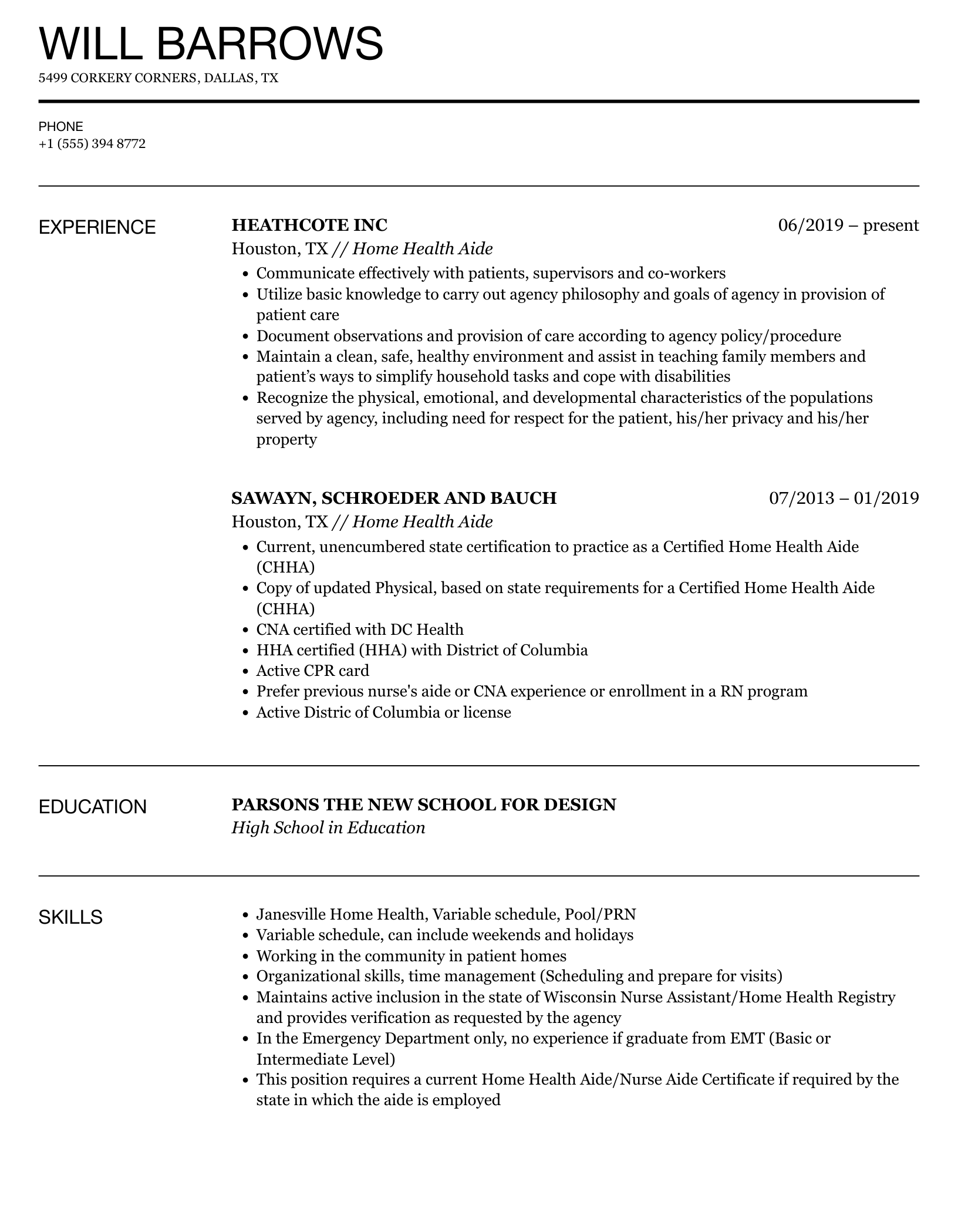 Home Health Aide Resume Template Motionsensorbulbreviewsz