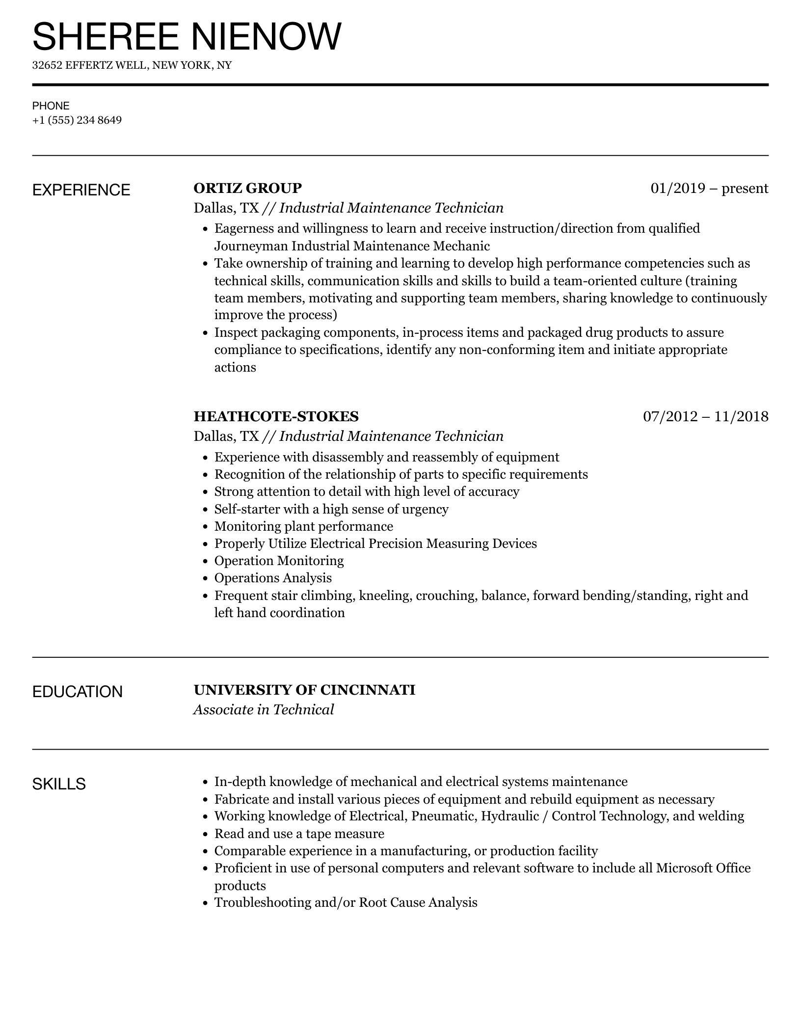 Industrial Maintenance Resume Samples ModestoGrenier Blog