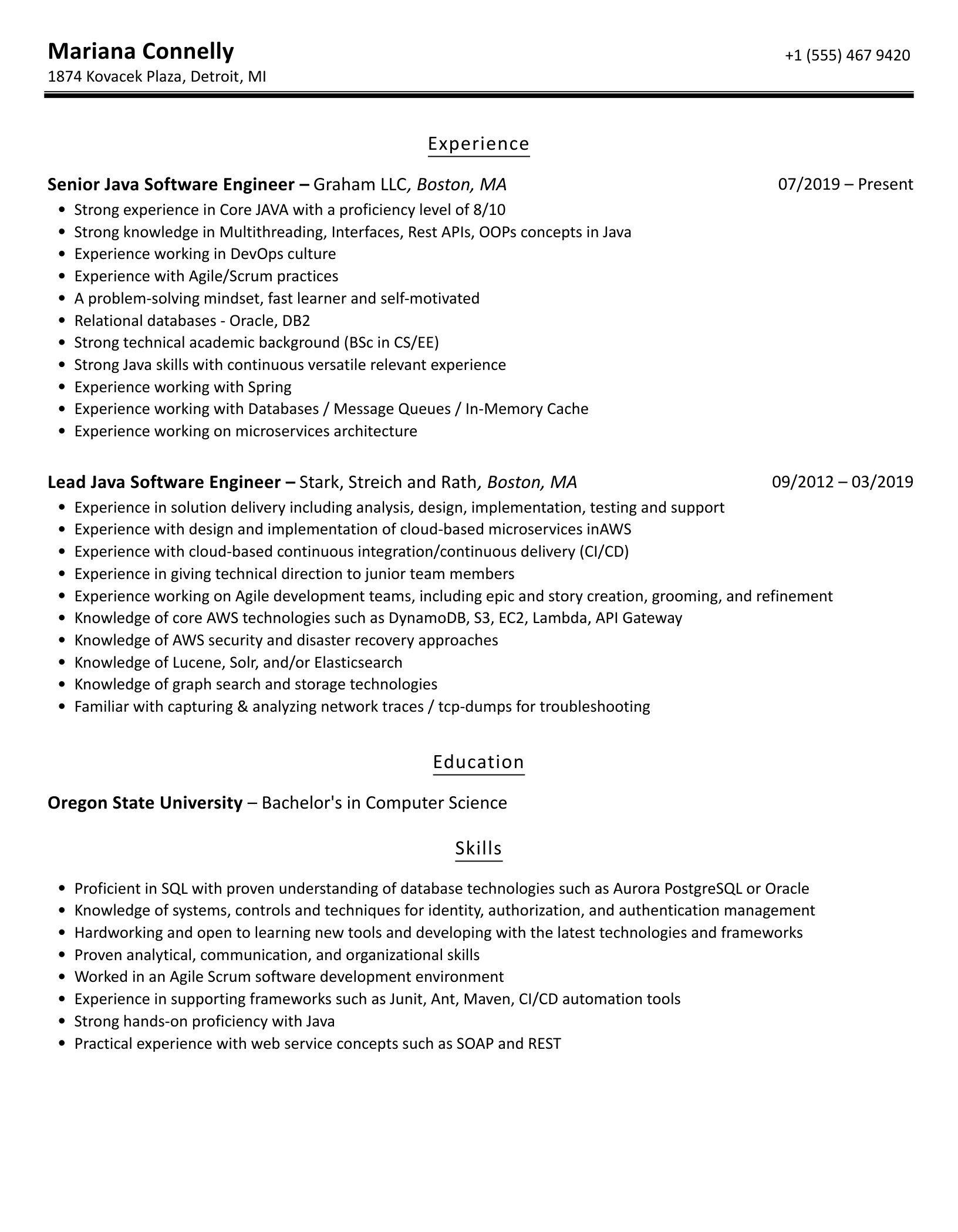 Java Software Engineer Resume Samples Velvet Jobs